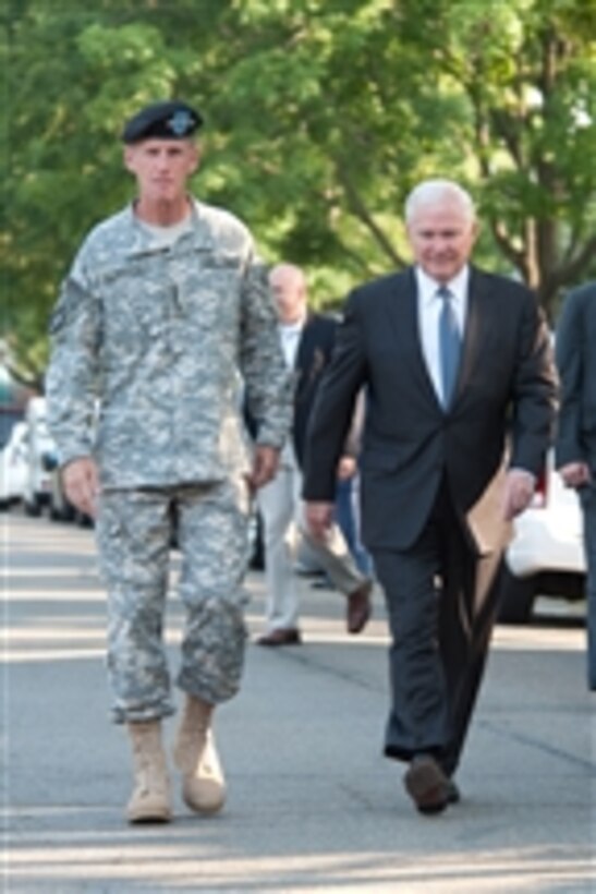 Gen. Stanley A. McChrystal and Secretary Gates approach the Fort McNair ...