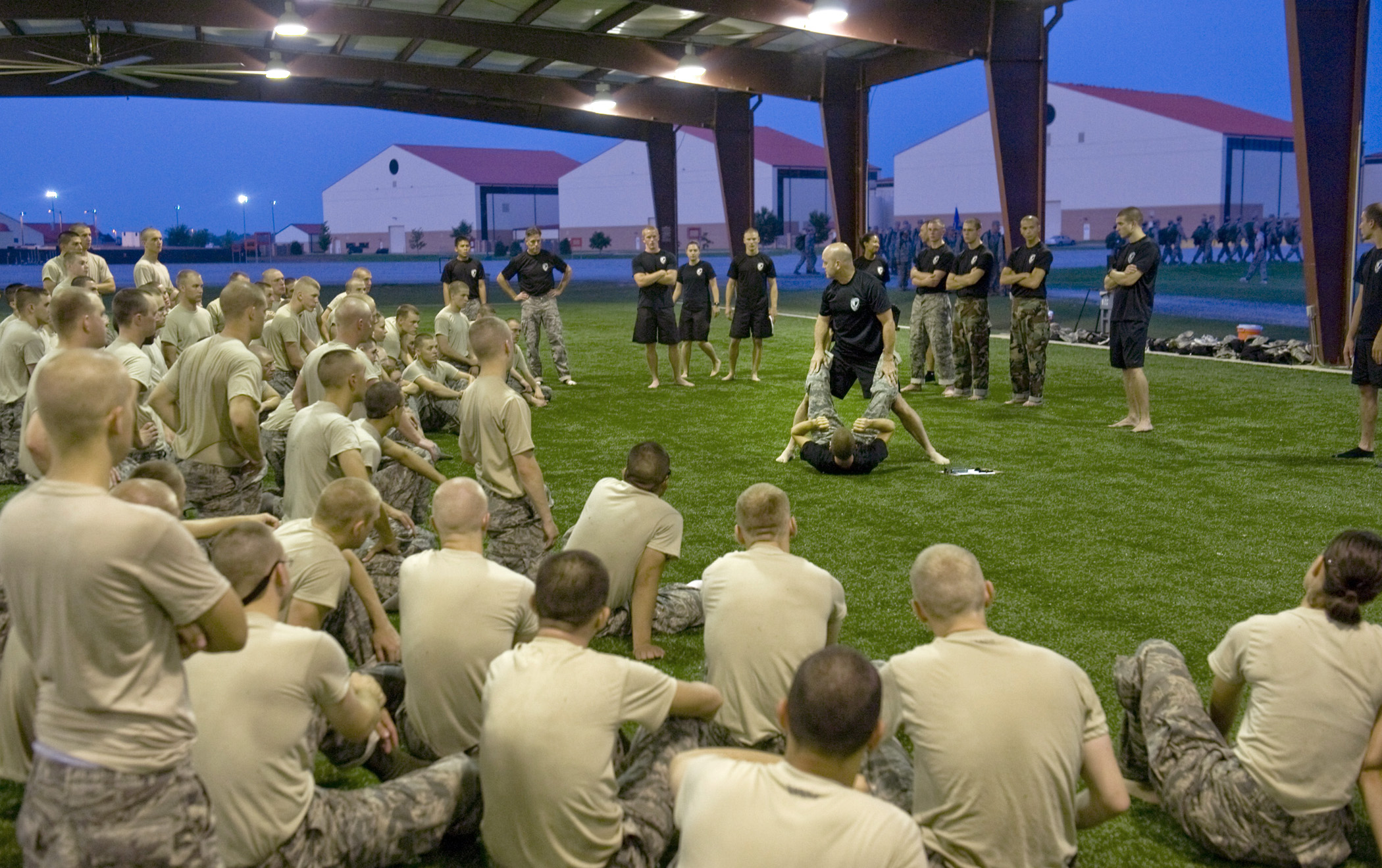 Instructors teach ROTC cadets defense techniques