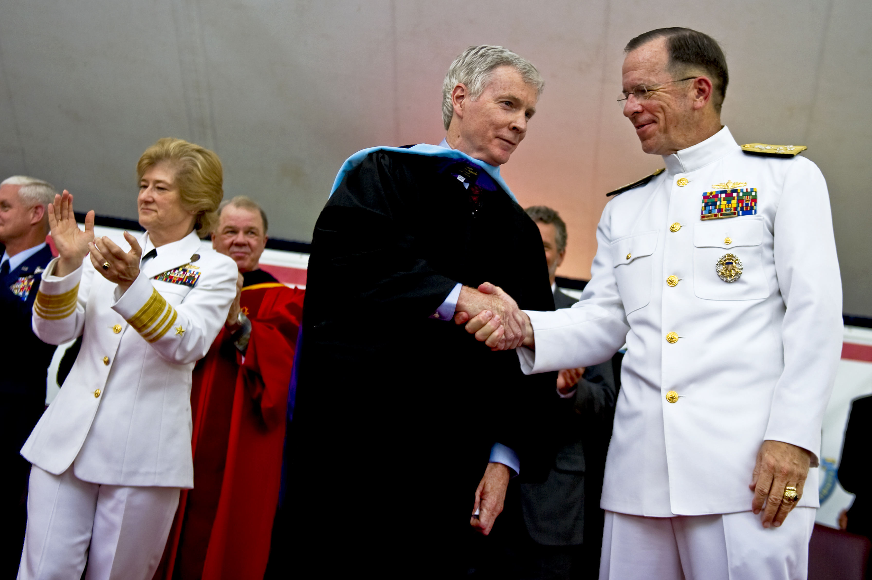 U.S. Navy Adm. Mike Mullen, right, chairman of the Joint Chiefs of ...