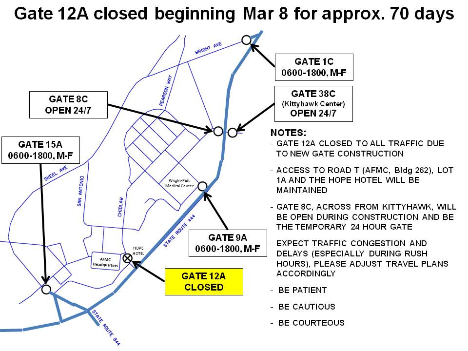 Base announces alternate gate plan due to construction project > Wright ...