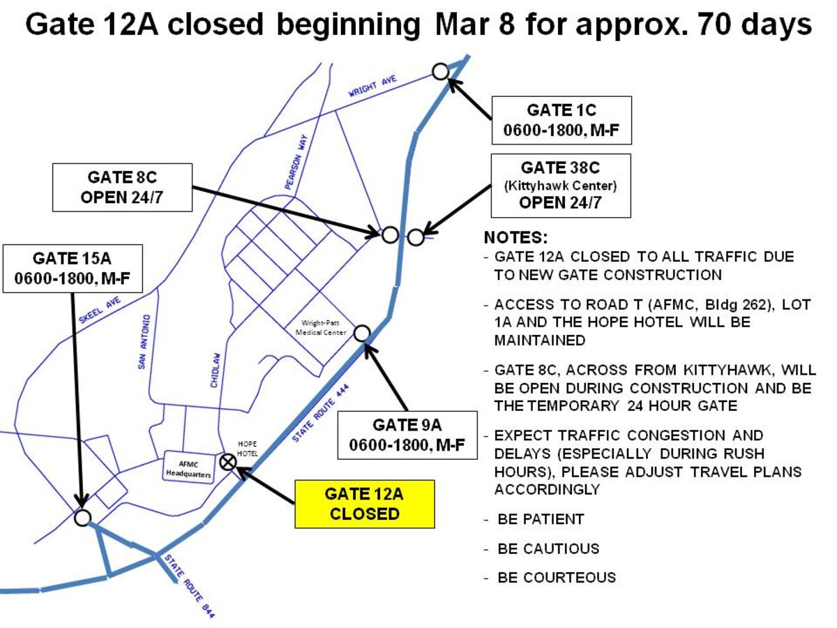 Base announces alternate gate plan due to construction project > Wright ...