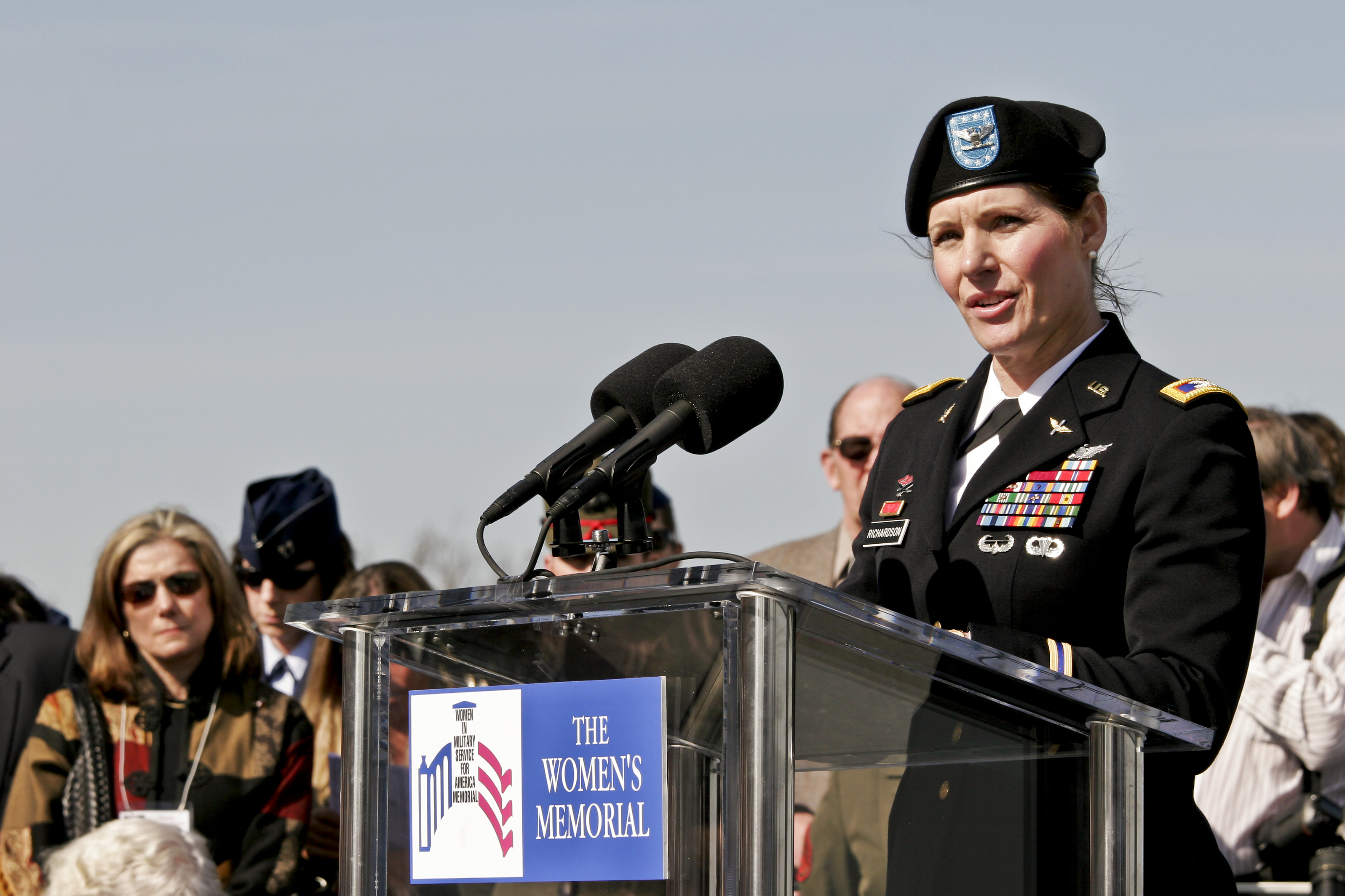 Col. Laura J. Richardson reads the poem "Celestial Flight" to honor the ...