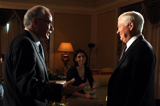Secretary Gates conducts a television interview with Hisham Melhem.