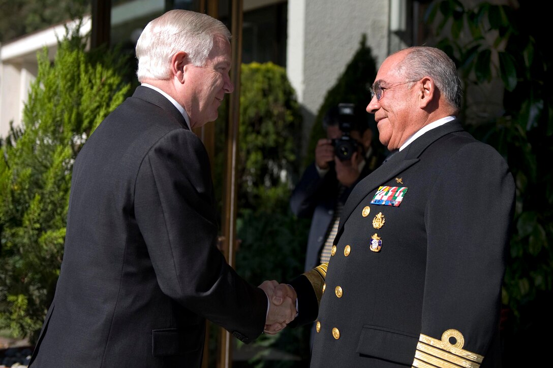 Mexico's Secretary of the Navy Adm. Mariano Francisco Saynez, left ...