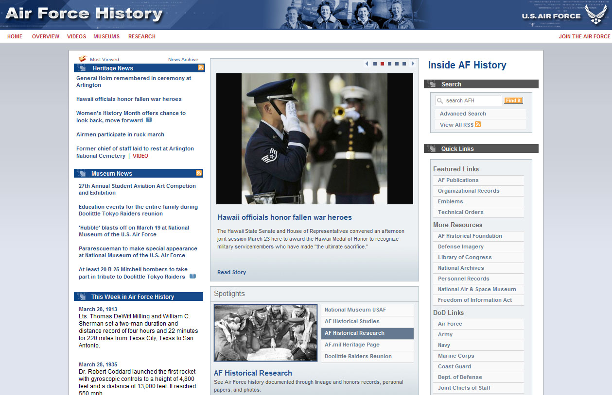 Air Force History Web Site