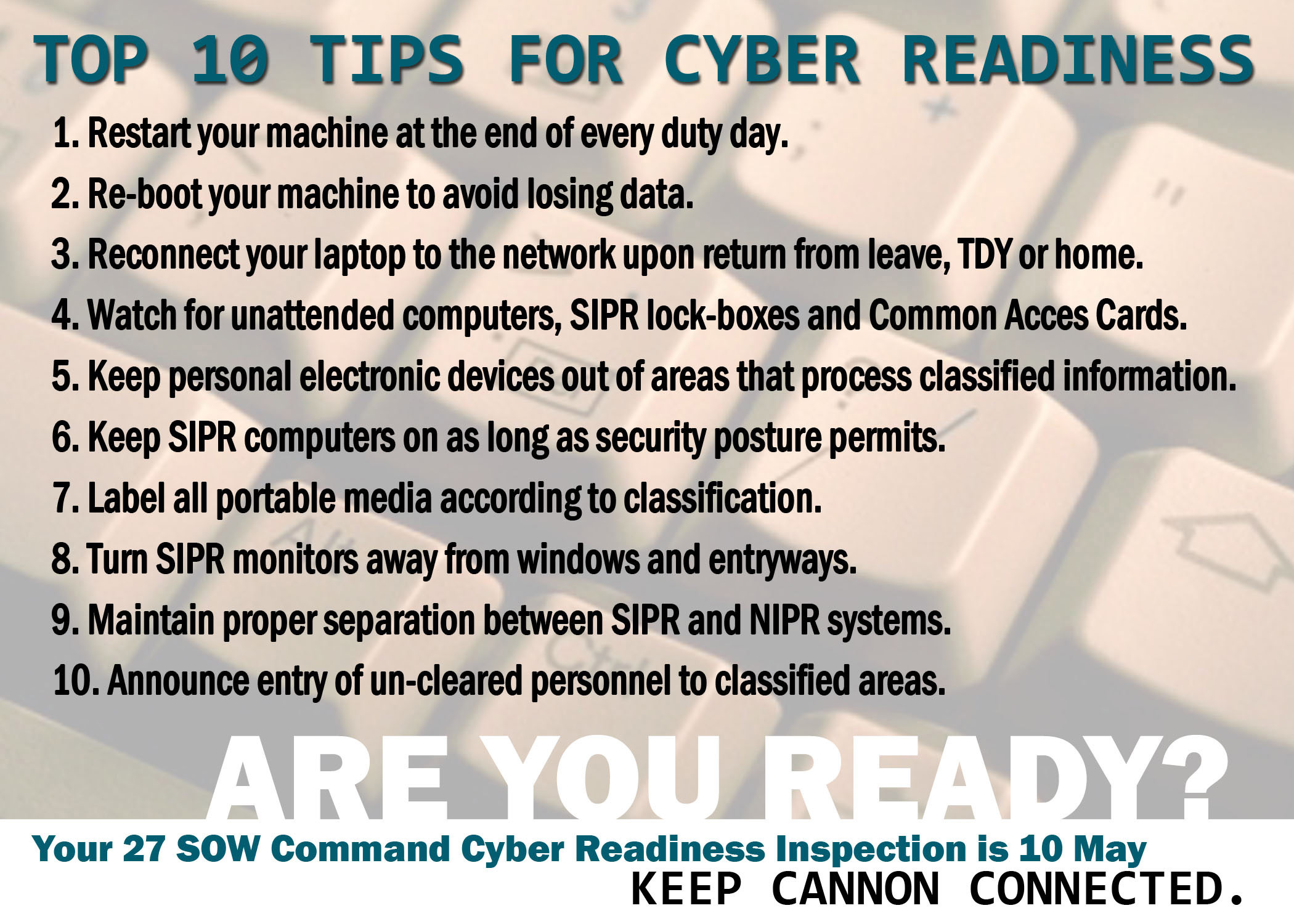 Cyber inspection focuses on the future > Cannon Air Force Base > News