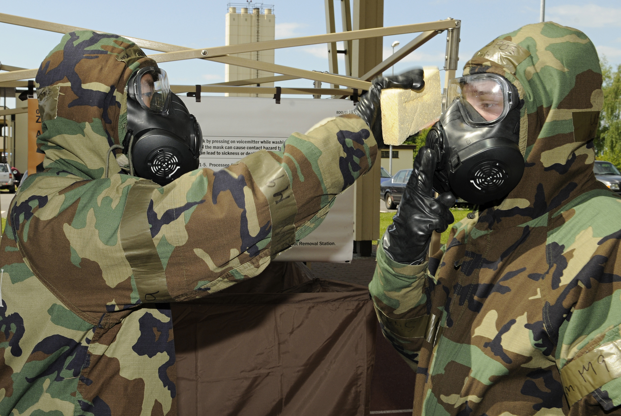 Airmen practice contamination control