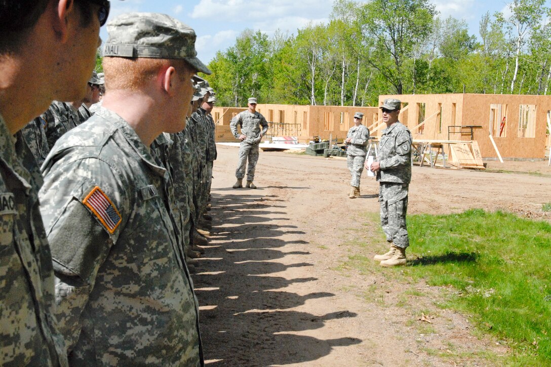 U.S. Army 1st Sgt. Jeremy Frank welcomes soldiers to Marine St. Croix ...