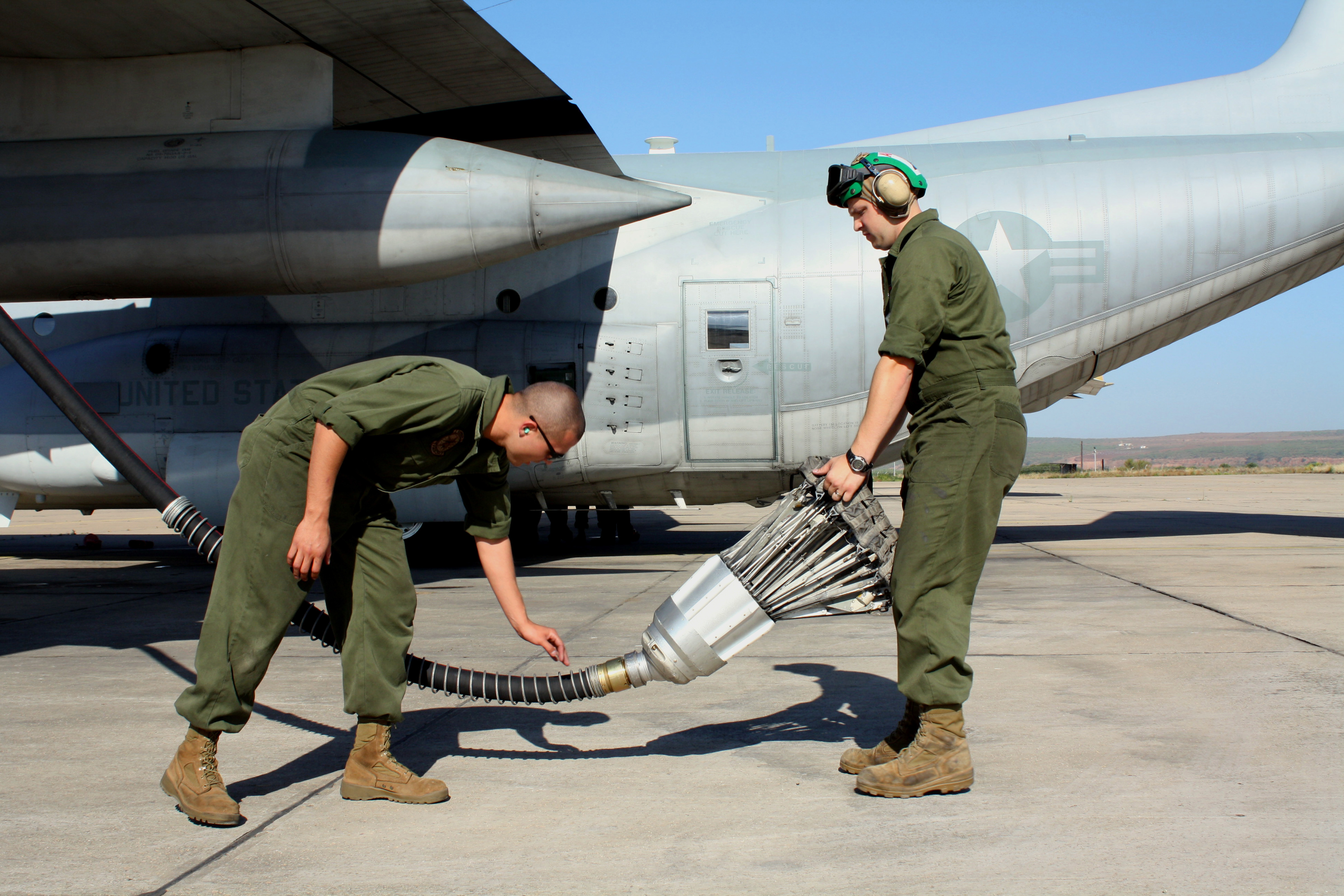 Marine Corps Reserve KC-130 aircraft conduct refueling missions over ...