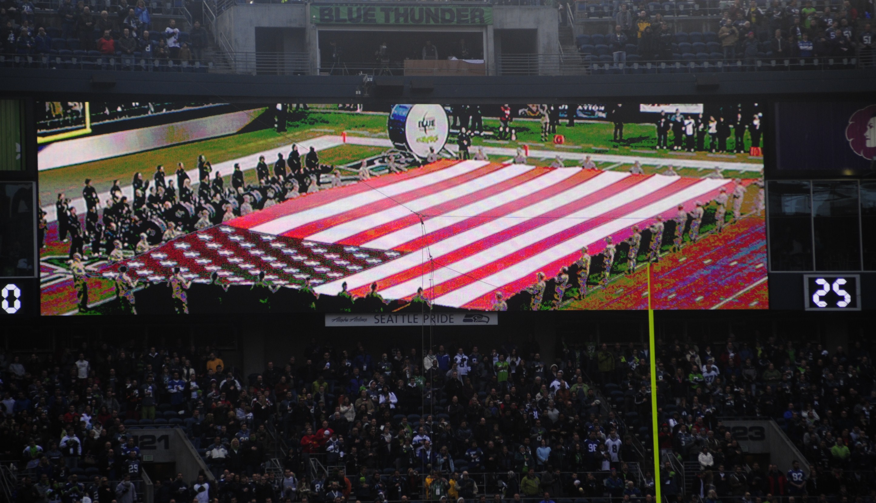 Seahawks flag presentation