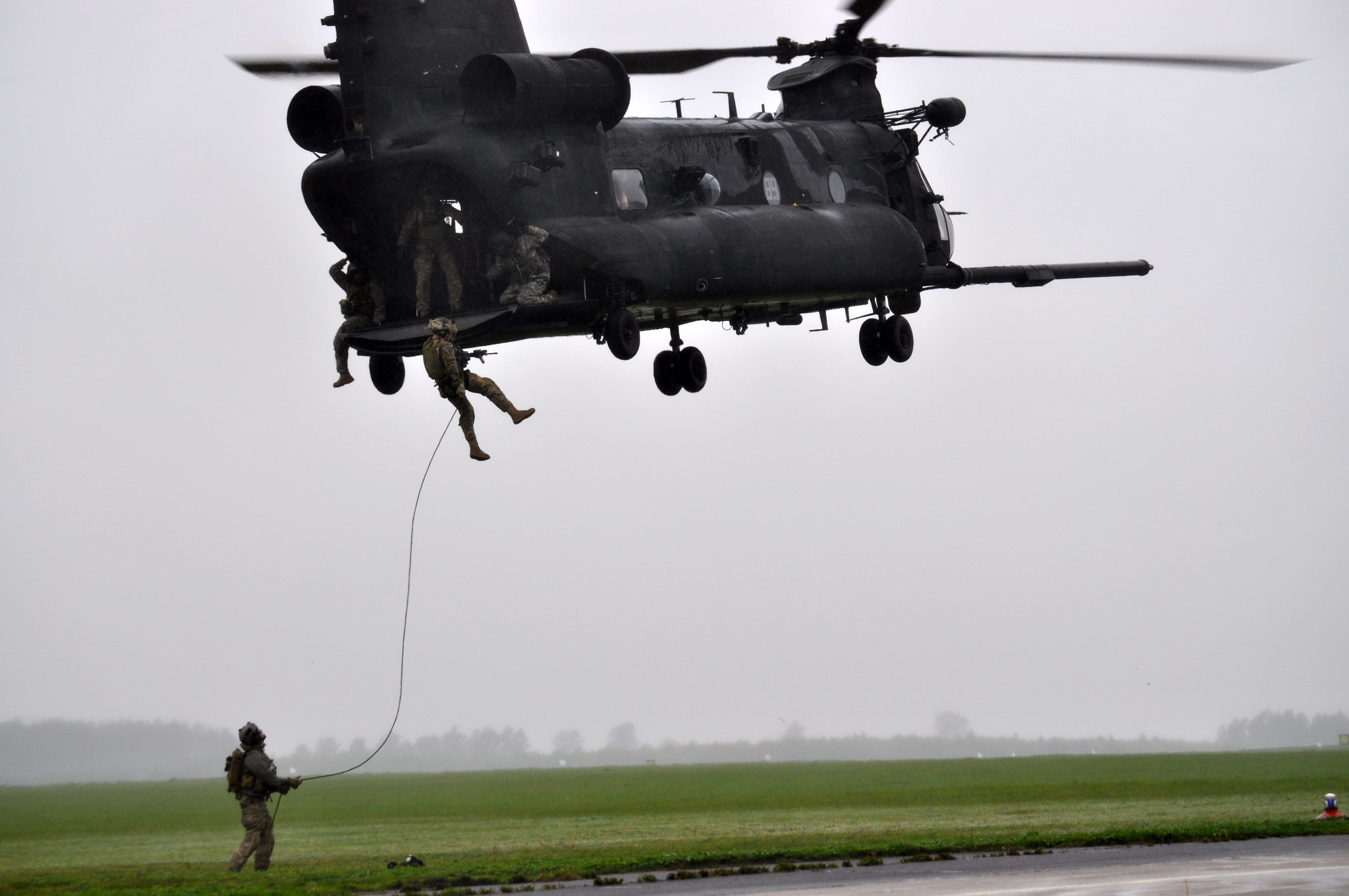 Air Commandos fast rope in Poland