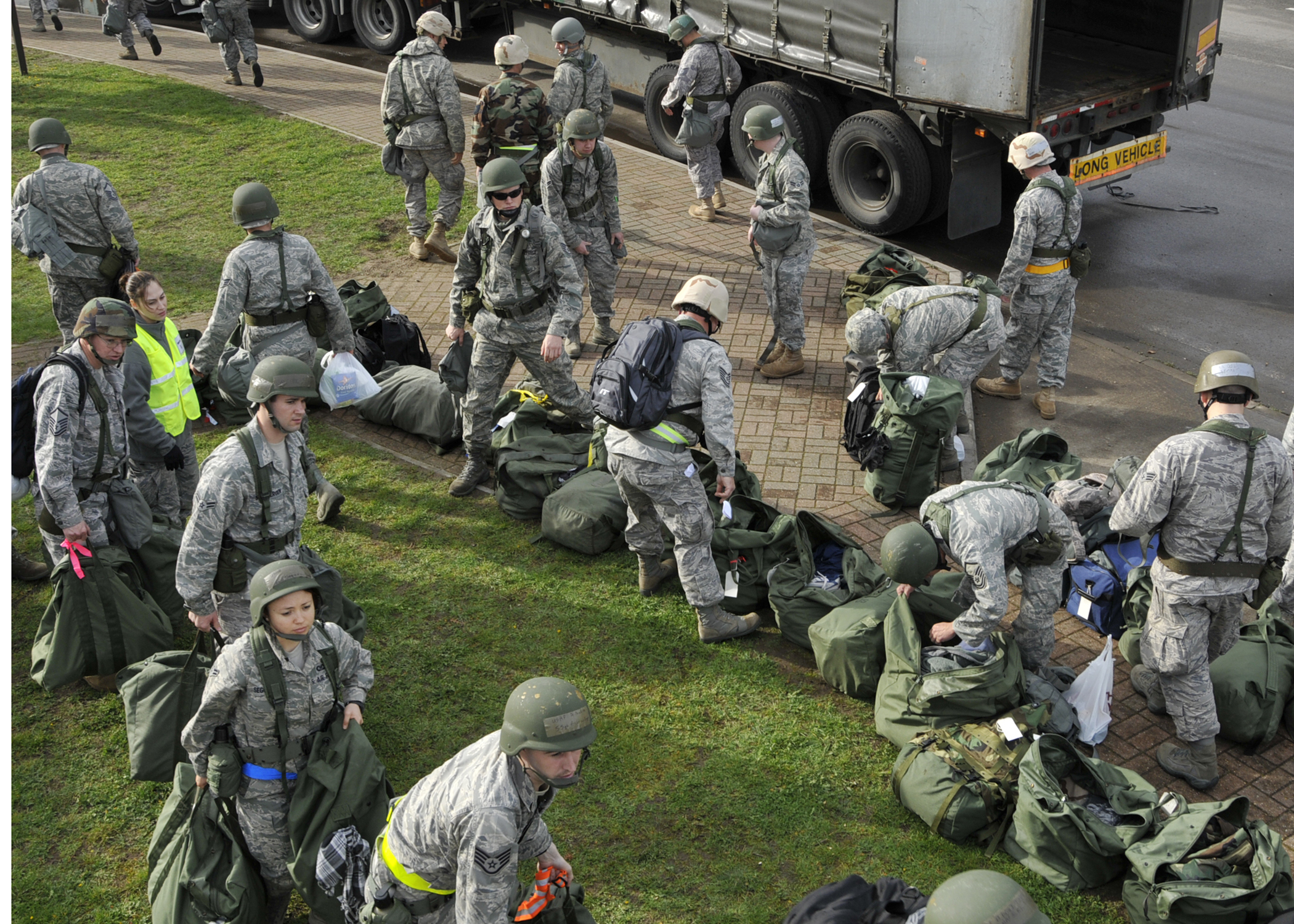 Airmen work together during the operational readiness inspection