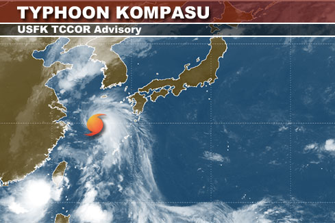 USFK TCCOR advisory for Typhoon 08W - Kompasu