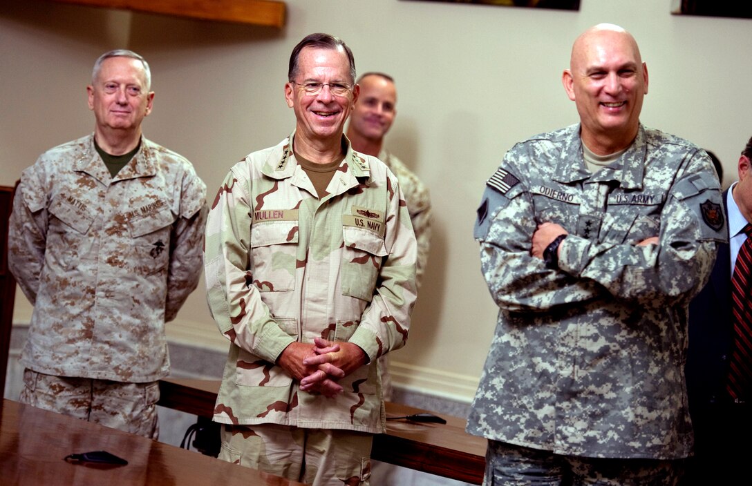 U.S. Marine Gen. James N. Mattis, left, commander, U.S. Central Command, U.S. Navy Adm. Mike ...