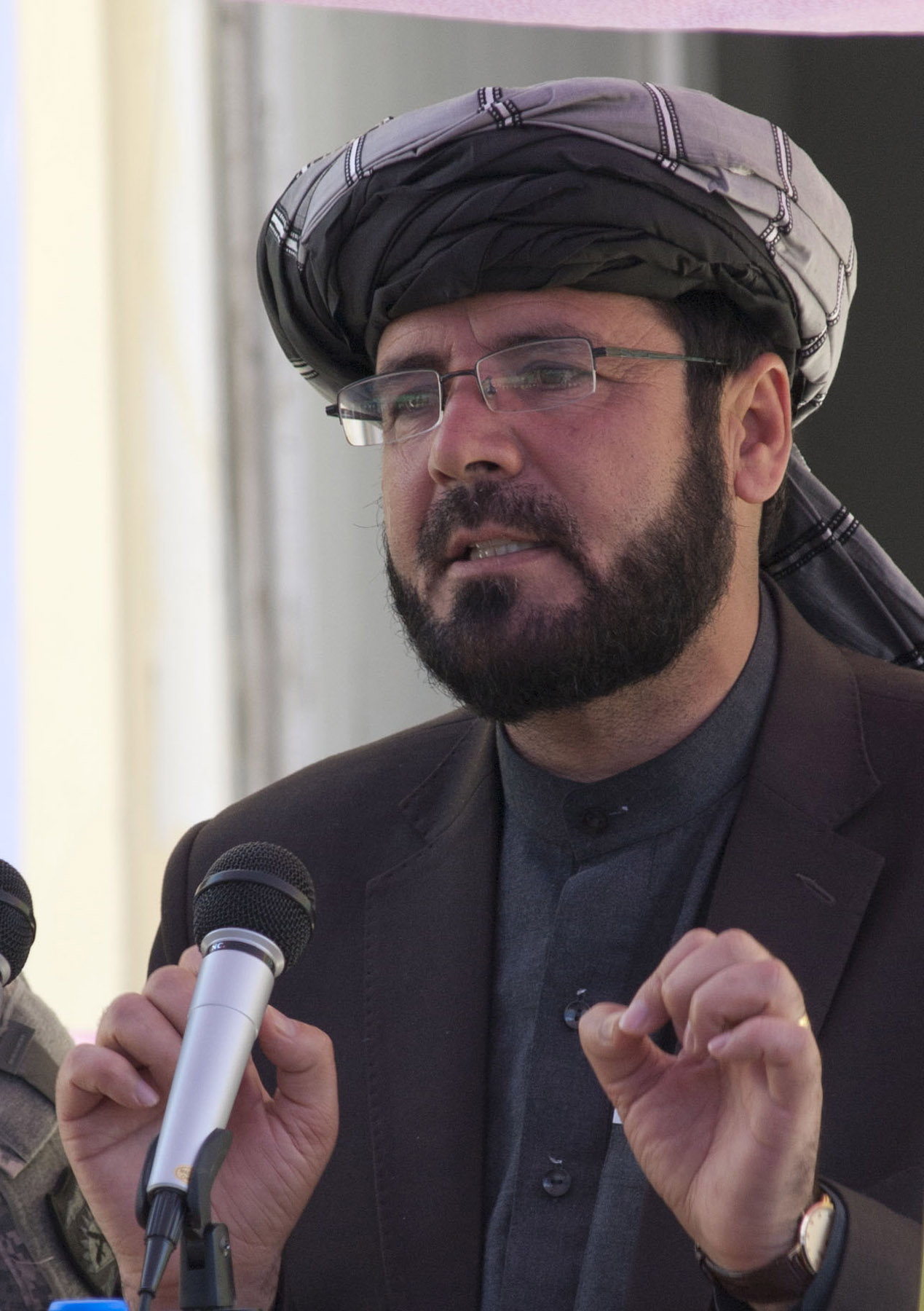 Gov. Mohibullah Samim delivers the keynote speech during the April 25 ...