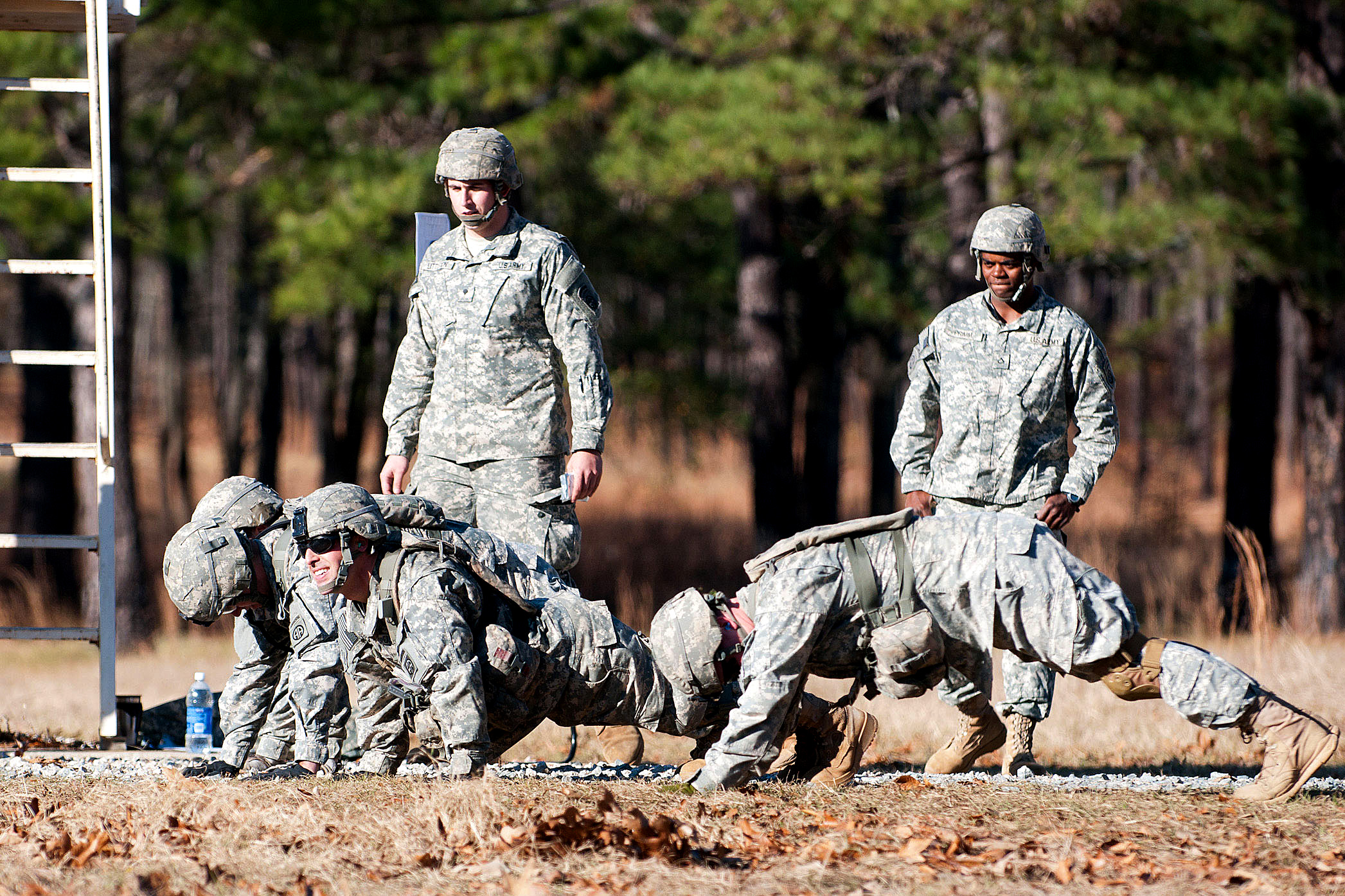 Army paratroopers participate in a stress shoot exercise in which ...