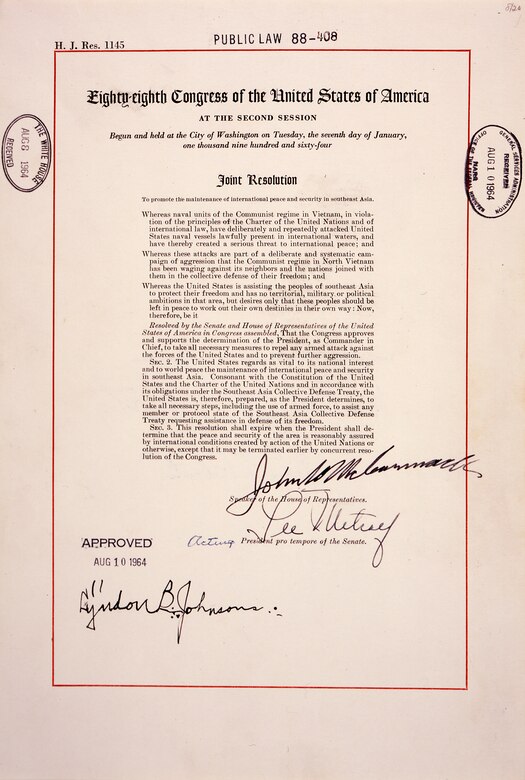 Tonkin Gulf Resolution: Authority for War > National Museum of the ...