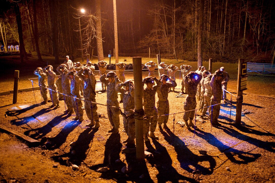 U.S. Army Rangers complete a knots test early on day two of the ...