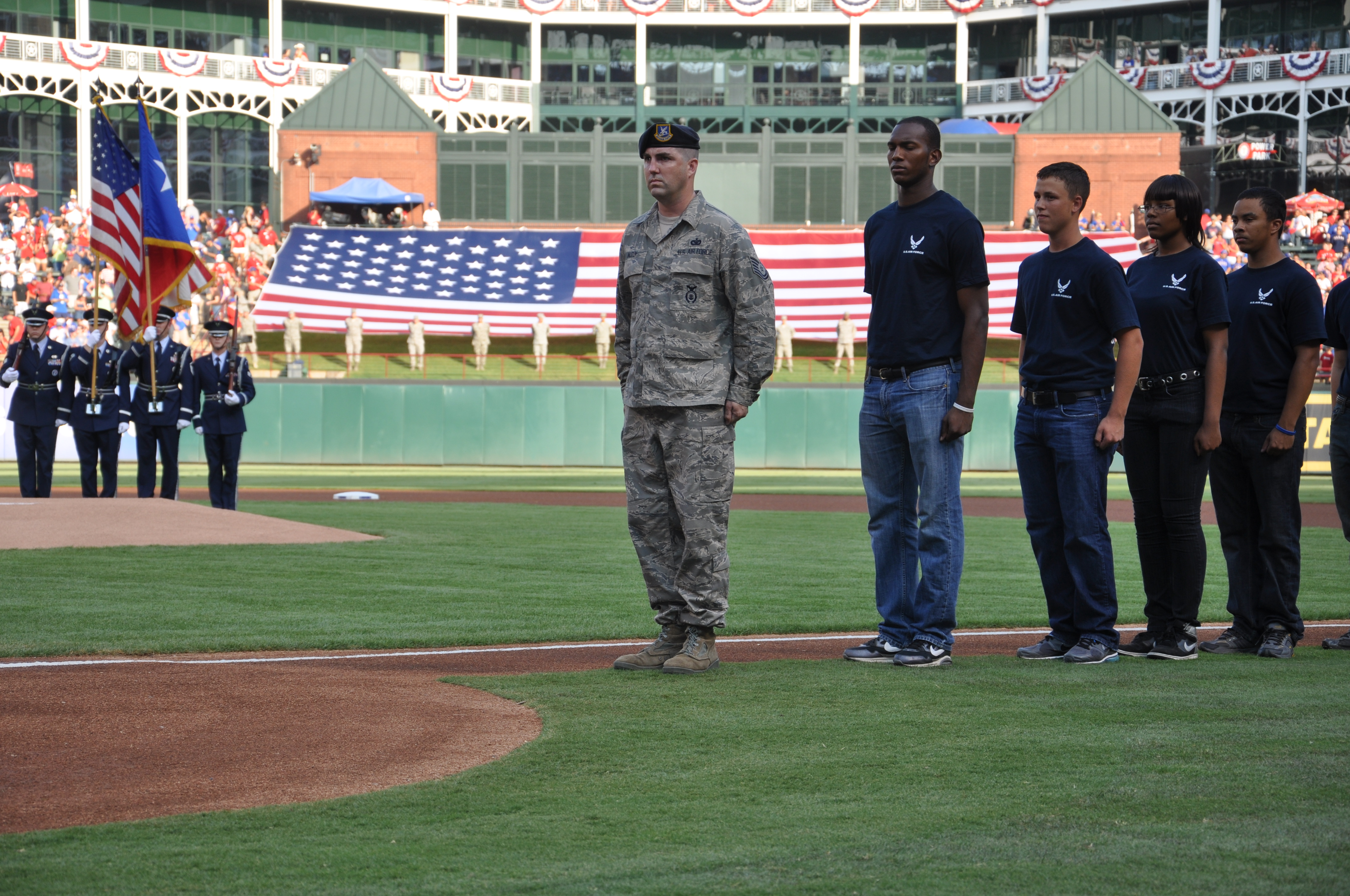 200 recruits sworn in at Texas Rangers game > Air Education and ...