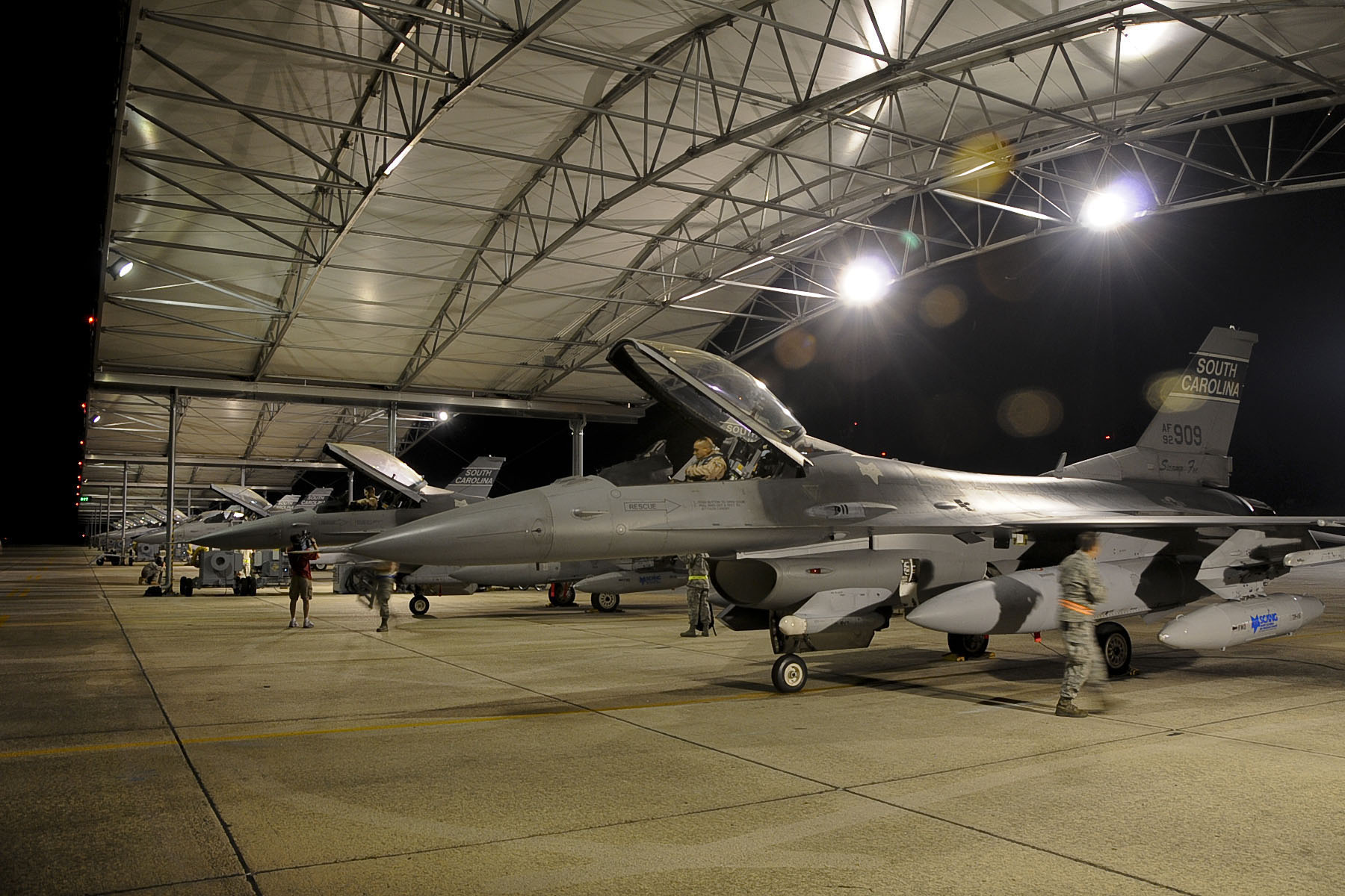 F-16 Fighting Falcon jets assigned to the 157th Fighter Squadron ...