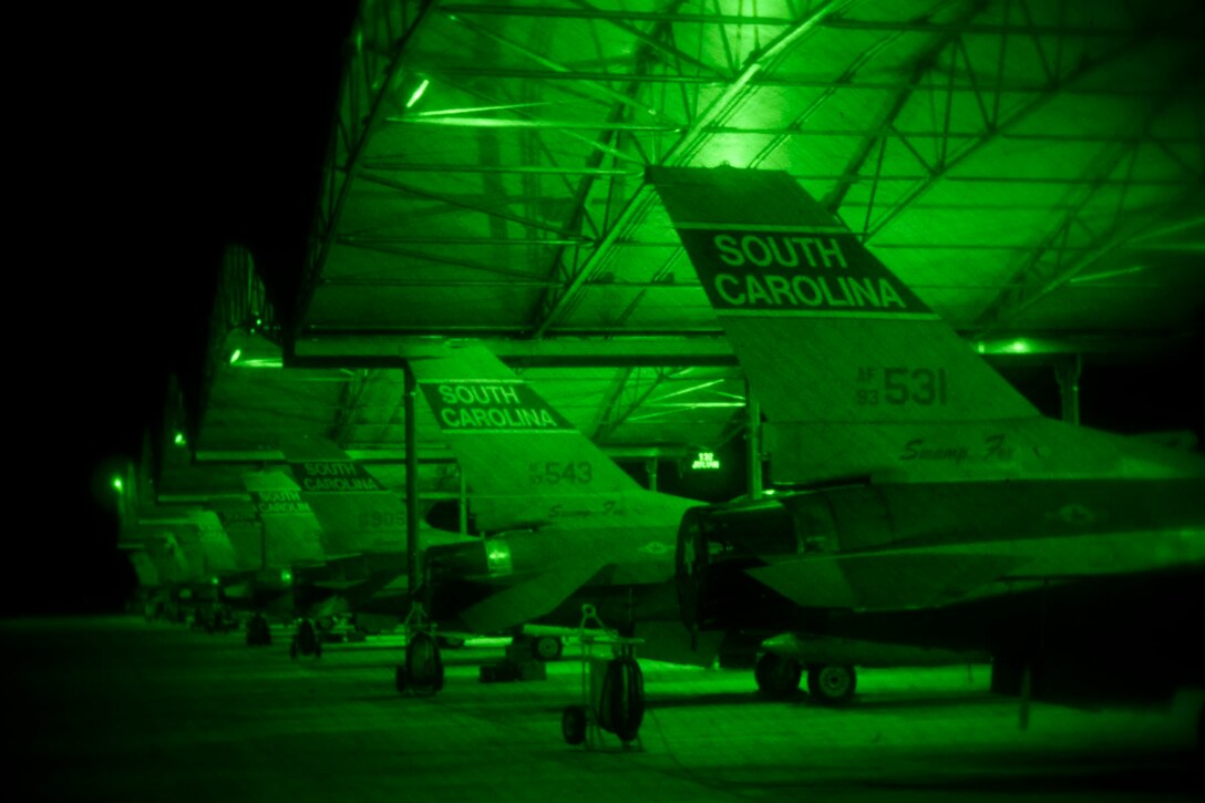 F-16 Fighting Falcon jets assigned to the 157th Fighter Squadron ...