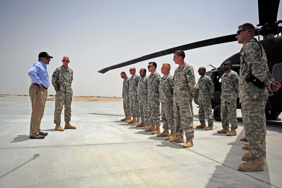 U.S. Defense Secretary Leon E. Panetta thanks members of 1st Battalion ...