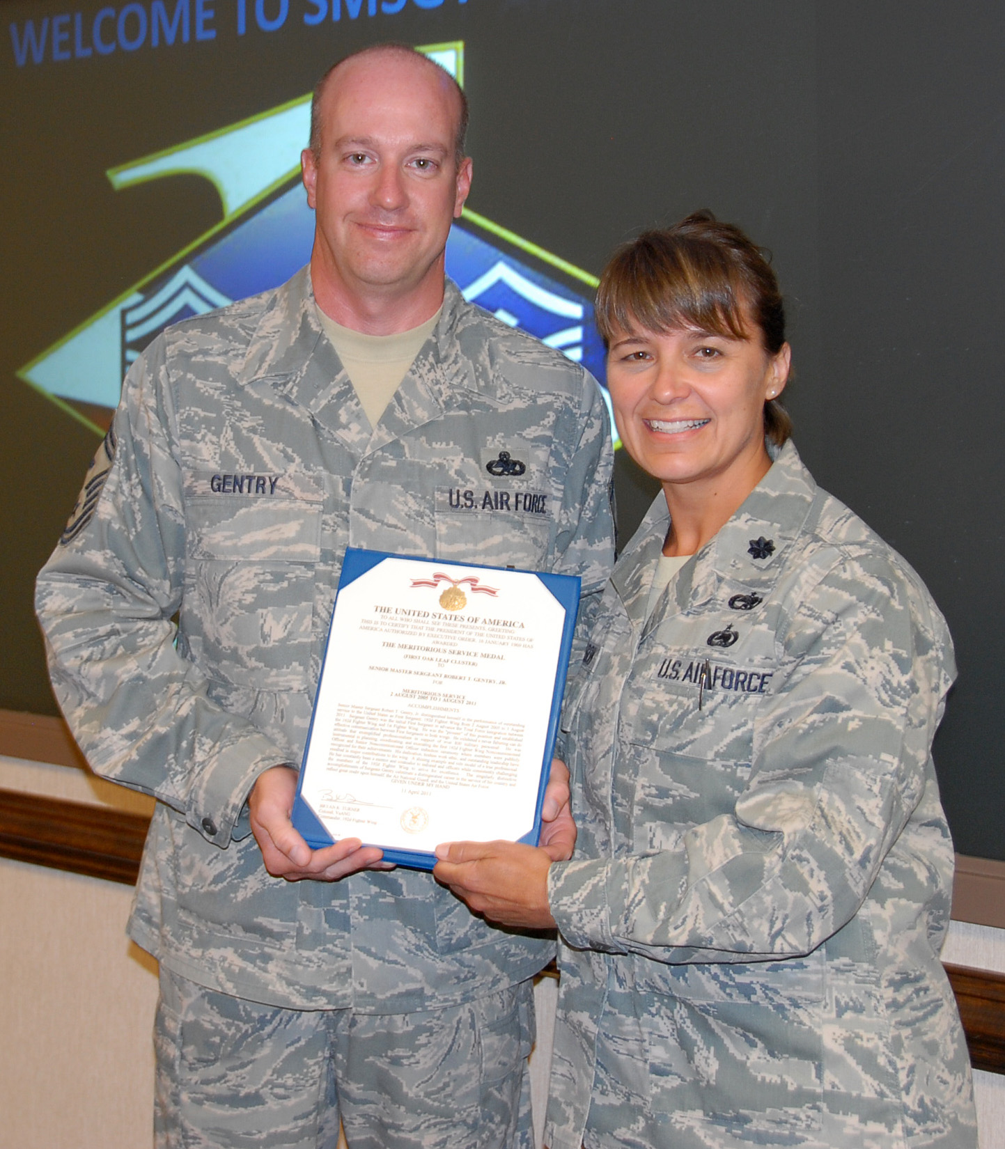 Senior Master Sgt. Robert T. Gentry, the 192nd Fighter Wing first sergeant.