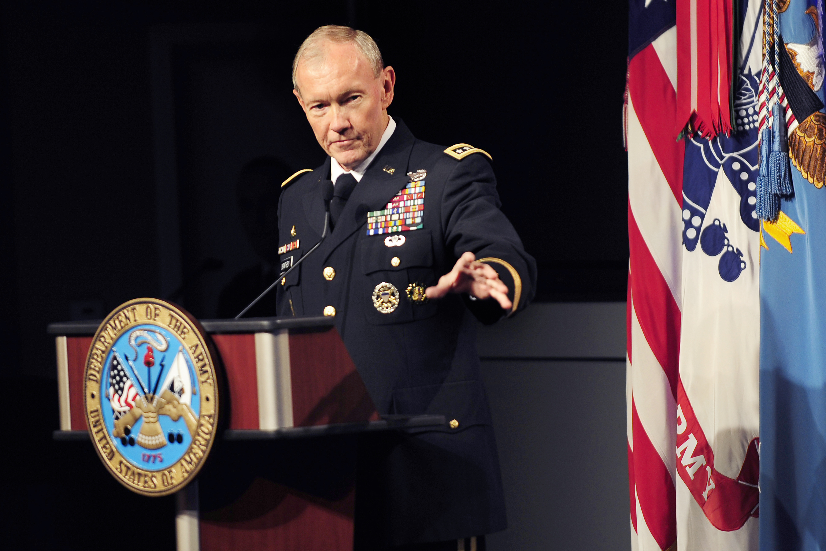 Army Chief of Staff Gen. Martin E. Dempsey speaks during a ceremony ...