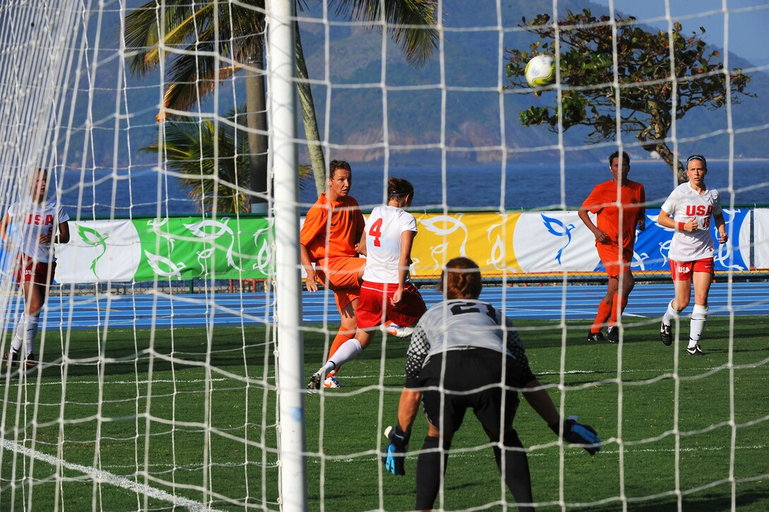U.S. Air Force Capt. Jennifer Ford, No. 4, and U.S. Army Capt. Randee ...