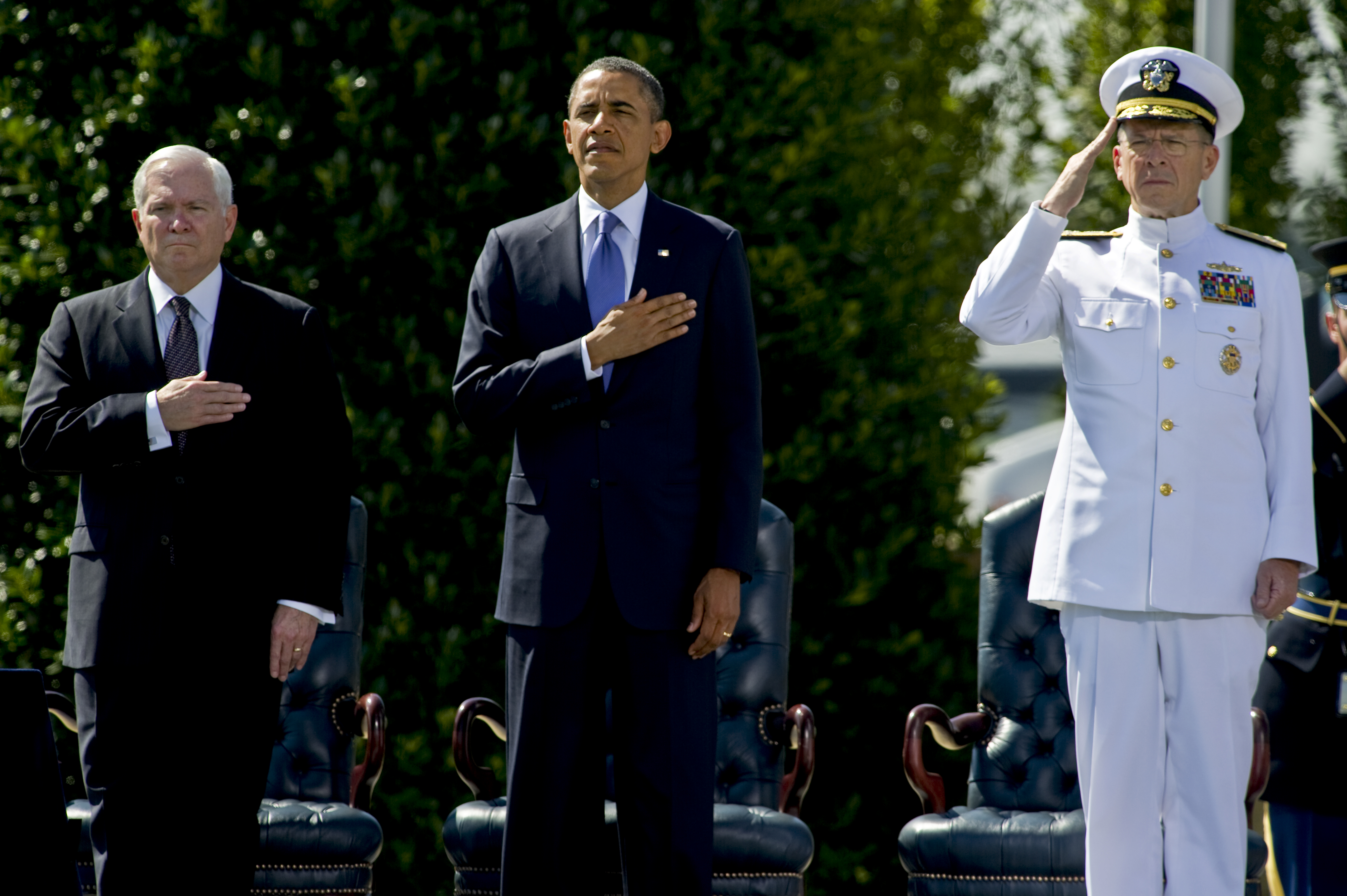 Defense Secretary Robert M. Gates, President Barack Obama and Navy Adm ...