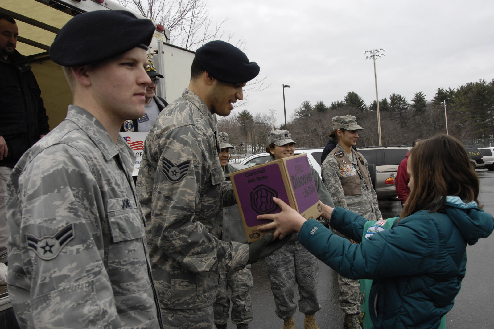 Next generation leaders -- Girl Scouts -- drop cookies off at Hanscom ...