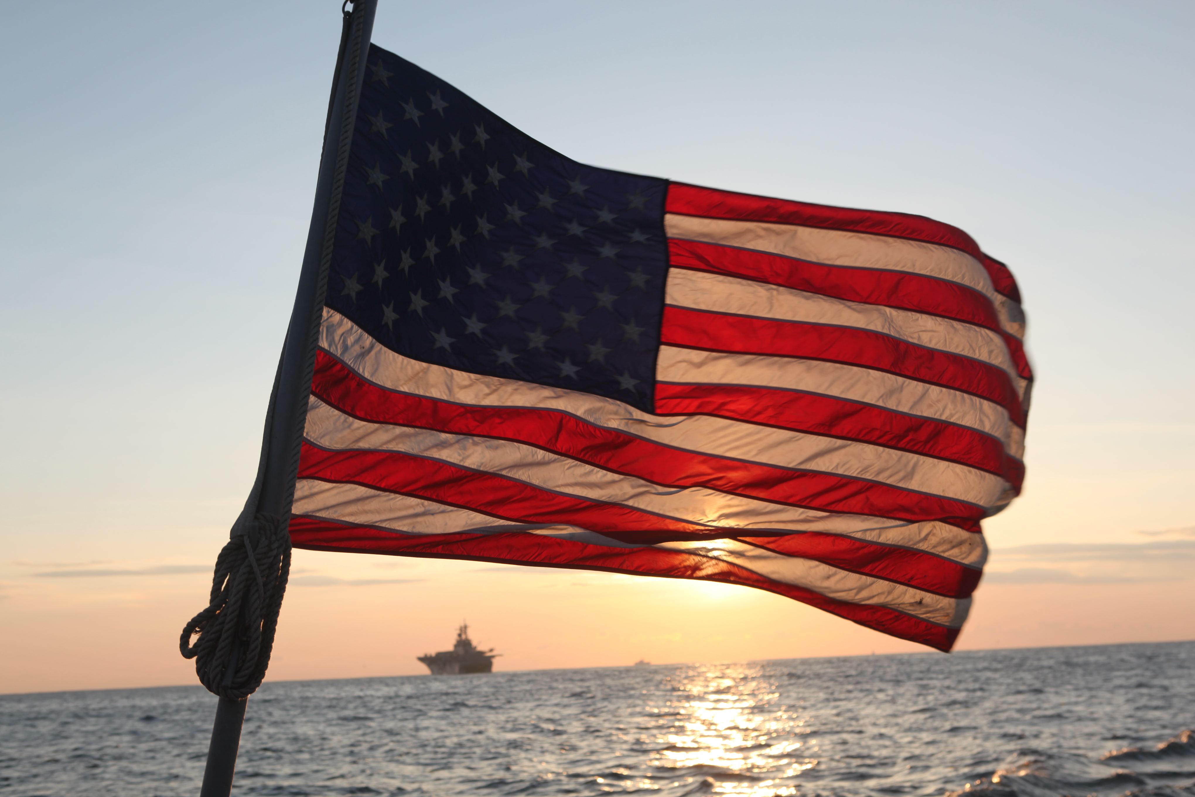 American Flag Sunset Ocean