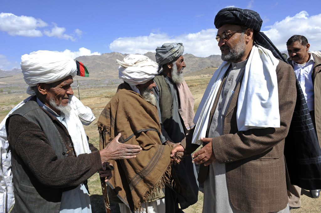 Elders from Daychopan district welcome Zabul Provincial Gov. Ashraf ...