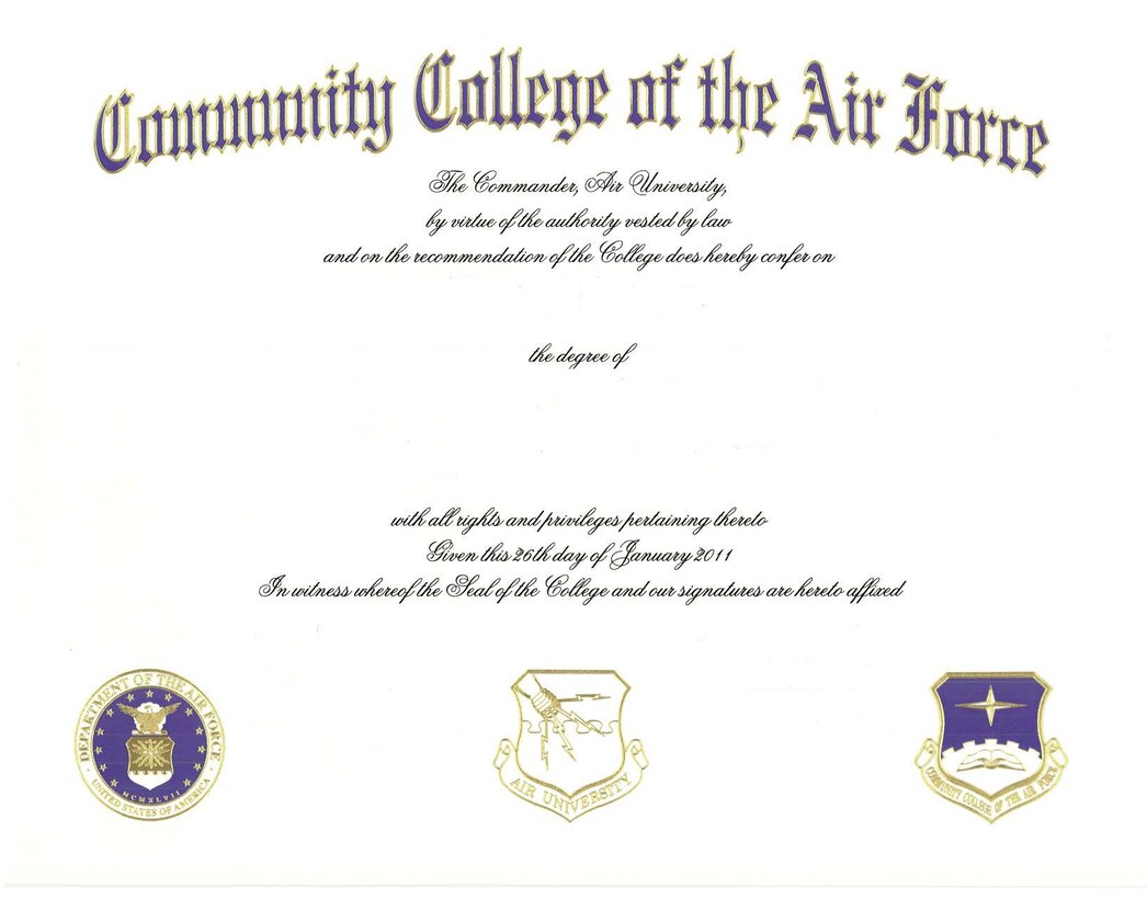 Community College of the Air Force certificate