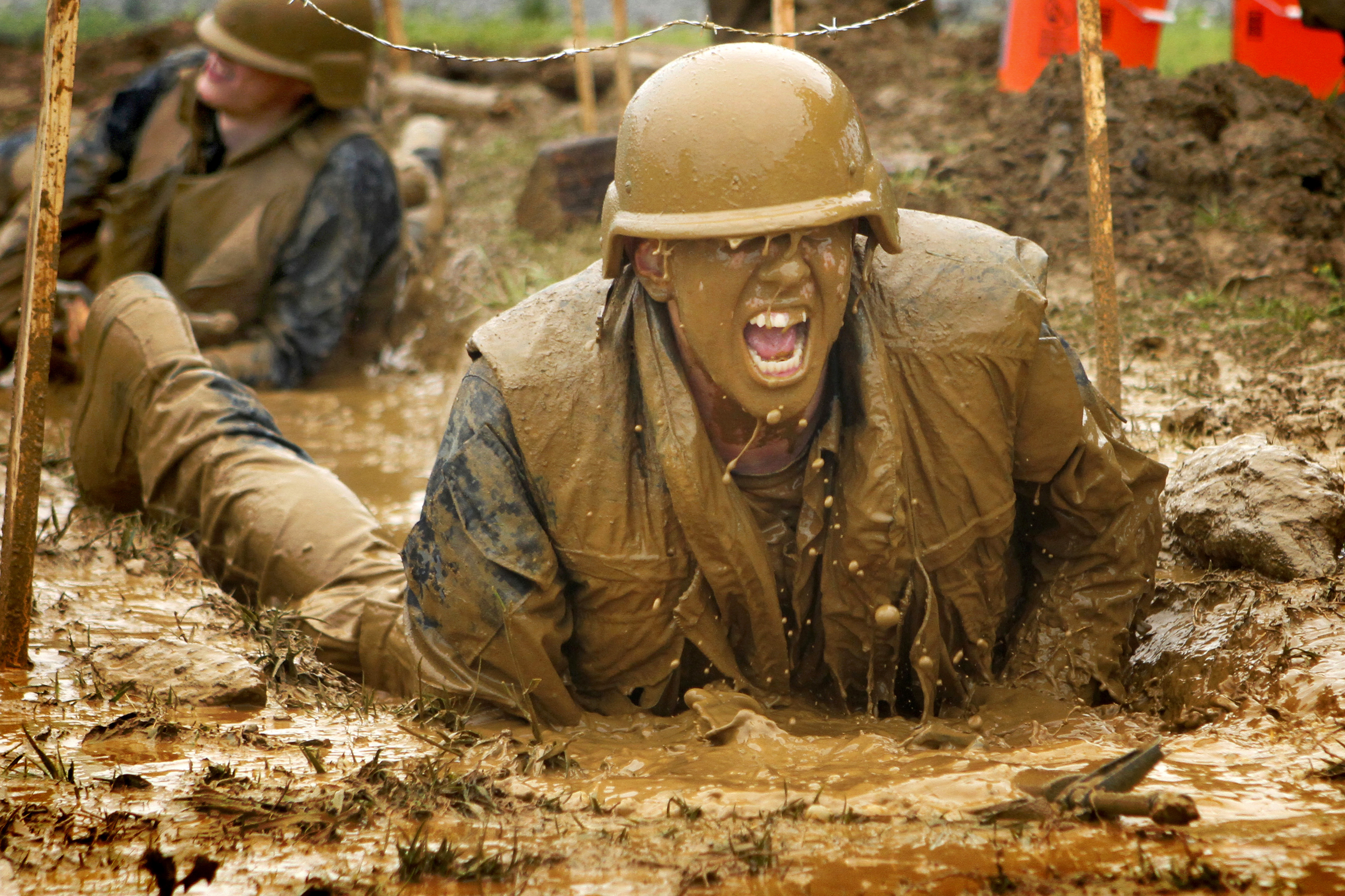 U.S. Naval Academy freshmen, also known as plebes, navigate the low ...