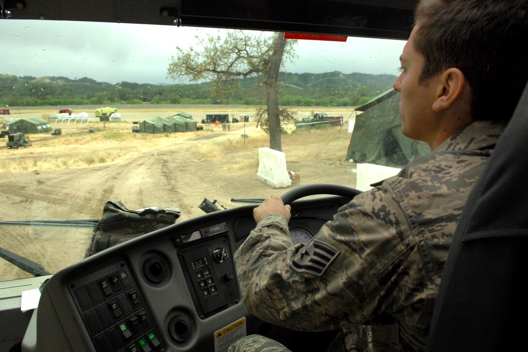 Air Force Staff Sgt. Cory Hightower drives a UHP P-19, an ultra high ...