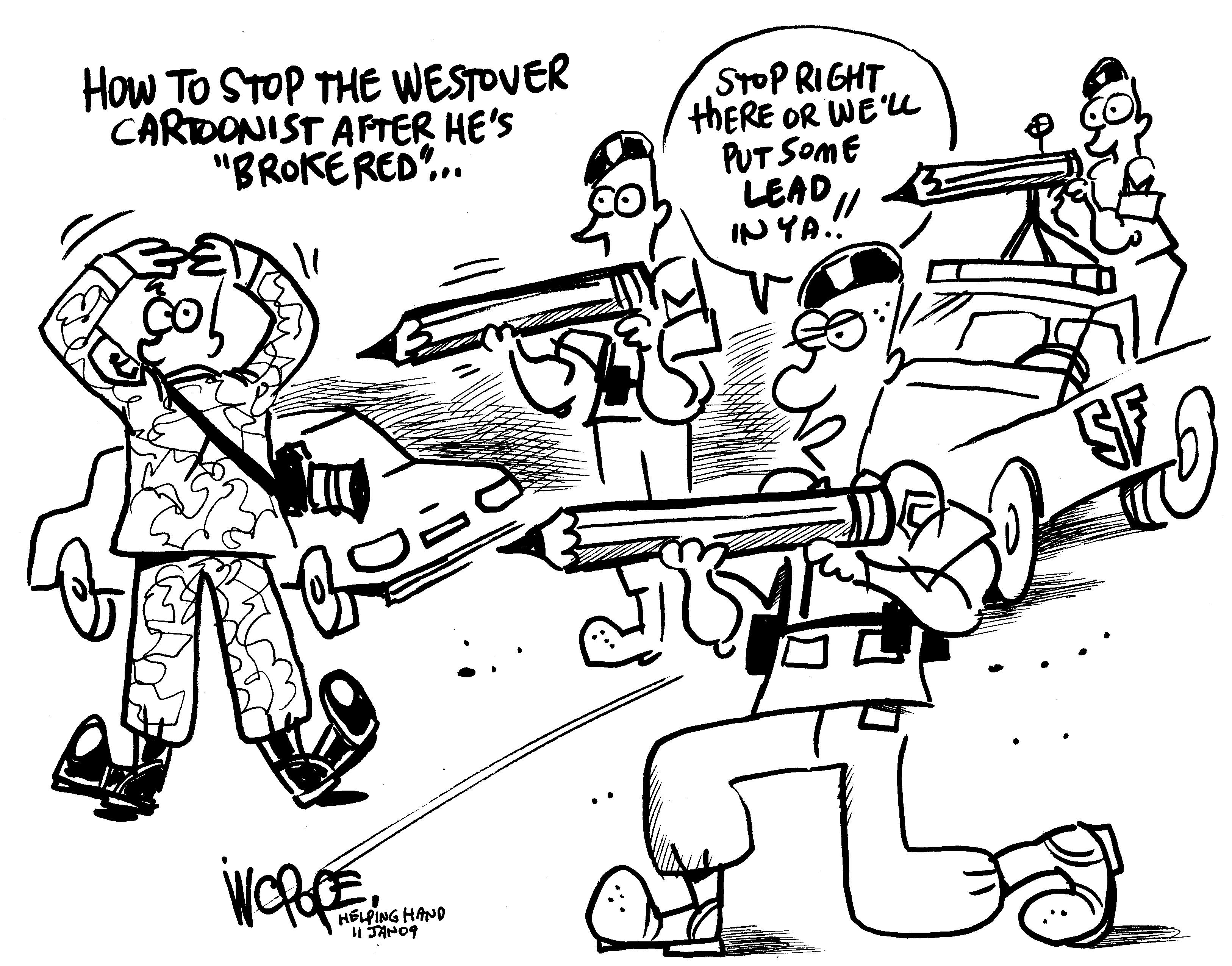 Westover Cartoonist gets jacked-up