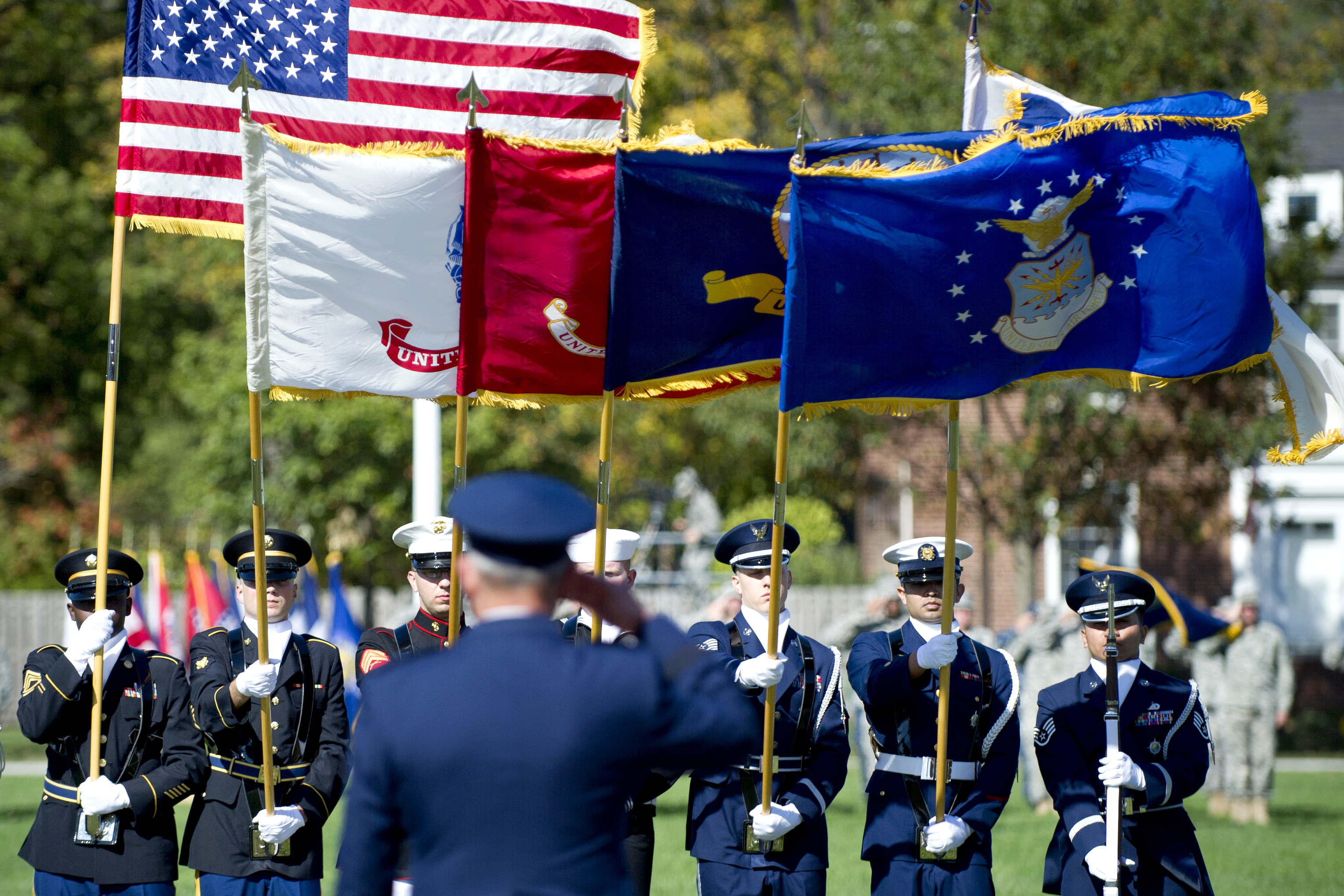 Air Force Gen. Duncan J. McNabb salutes the U.S. flag during the U.S ...