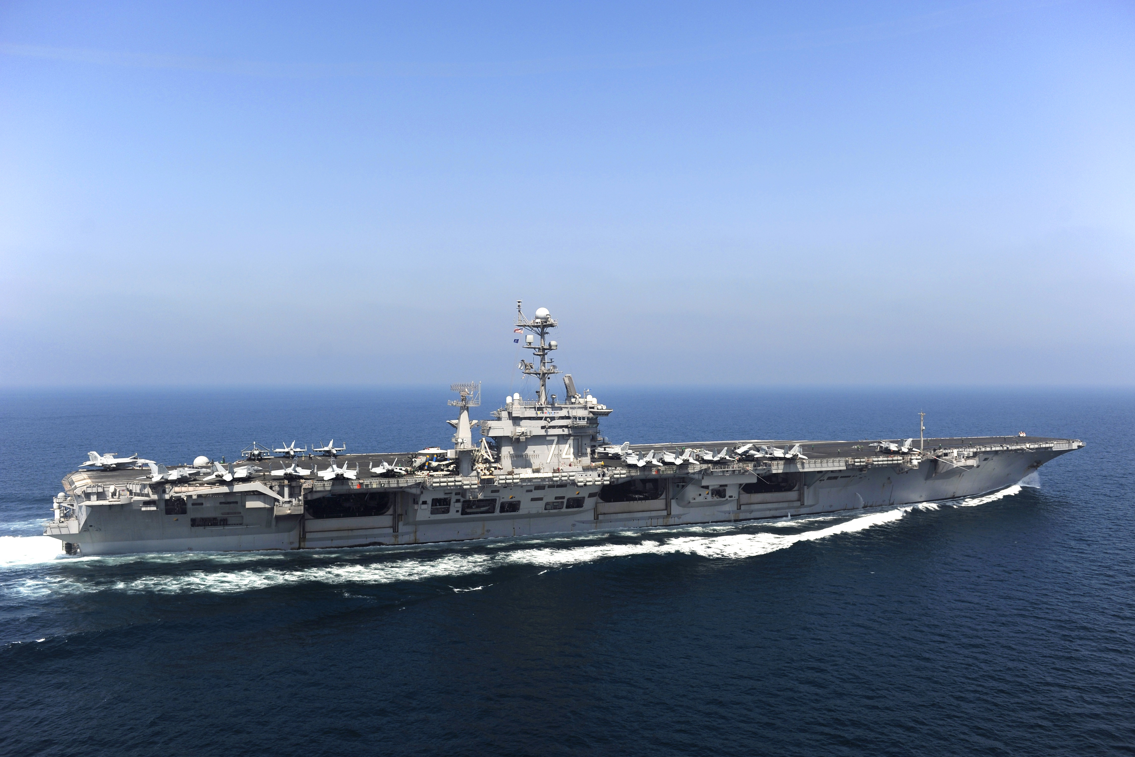 The aircraft carrier USS John C. Stennis transits the Arabian Sea, Oct ...