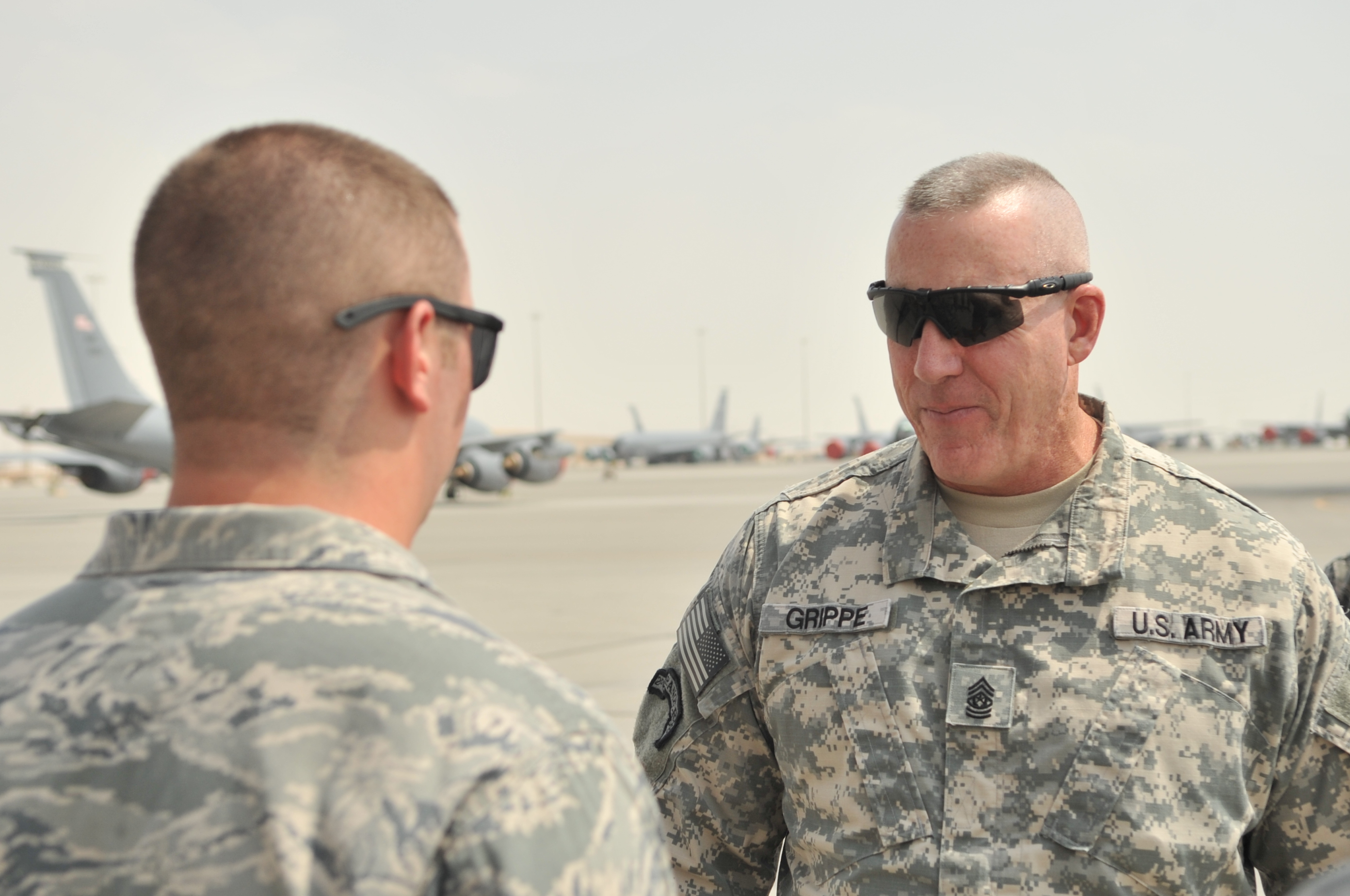 Command Sgt. Maj. Frank Grippe visits the 379th AEW