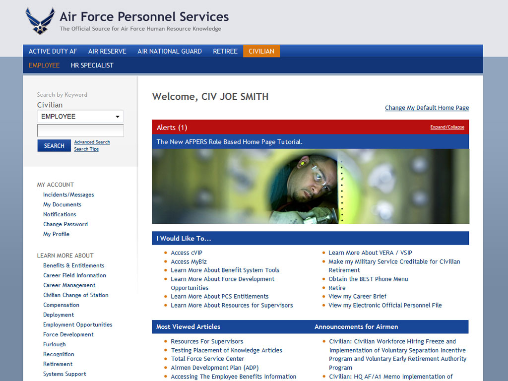 AF officials tailor AFPERS home page for users > Air Force's Personnel ...