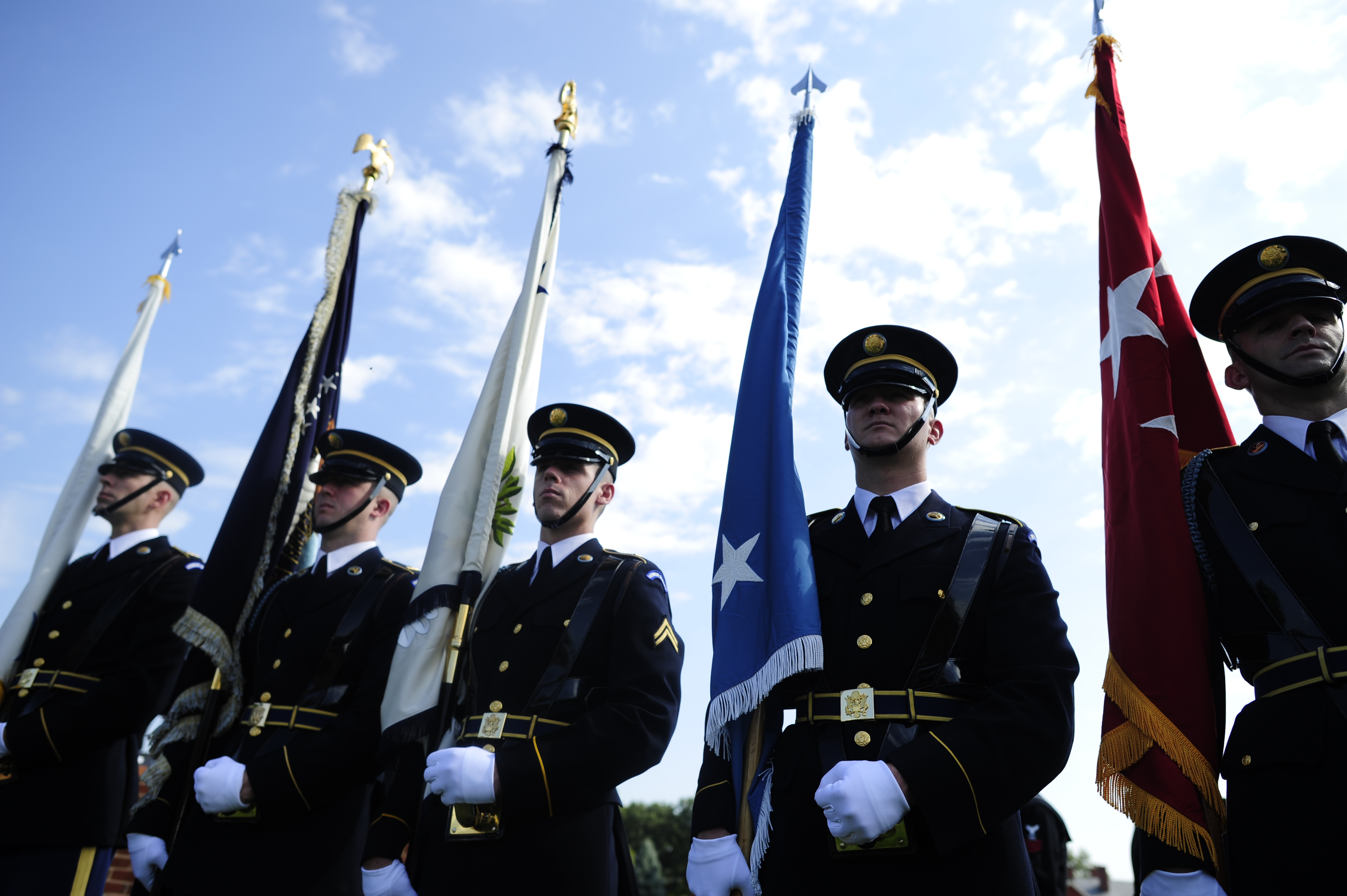 A joint honor guard awaits the arrival of the official party during the ...