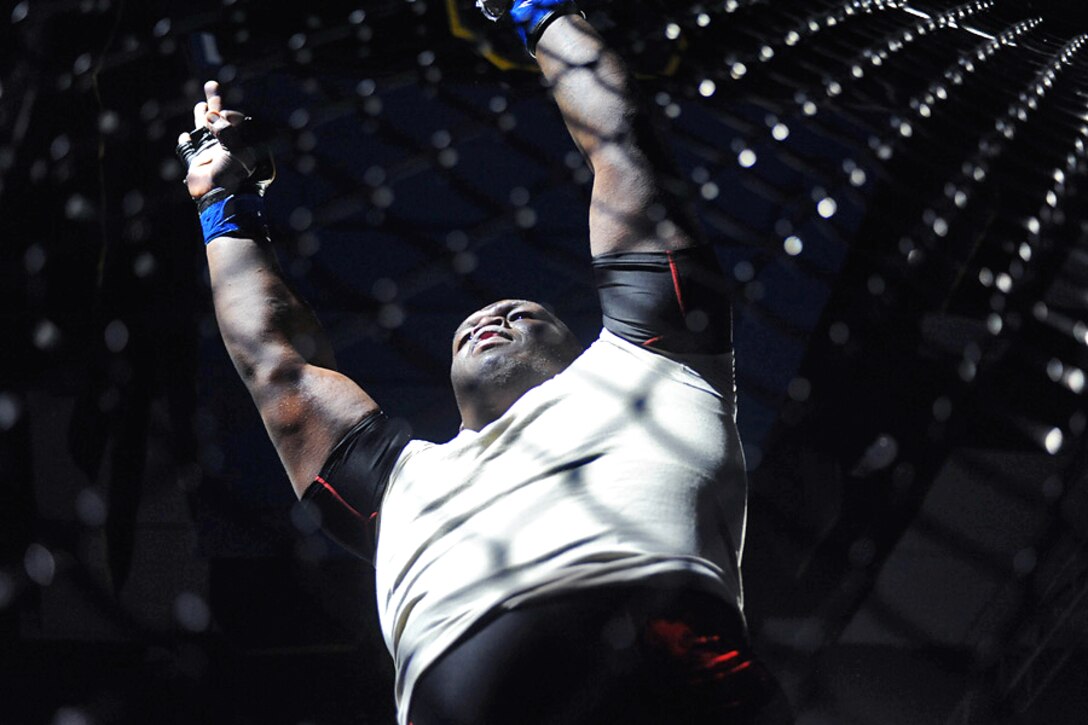 Army Spc. Nathaniel Freeman celebrates becoming the heavyweight ...