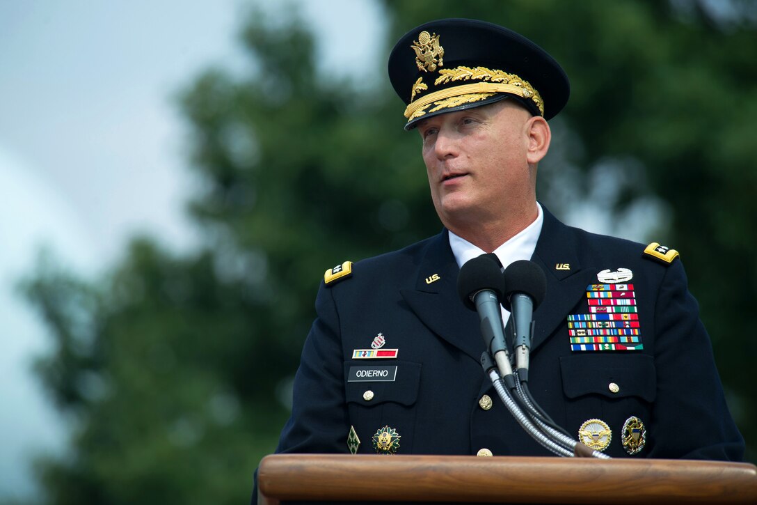 Army Chief of Staff Gen. Raymond T. Odierno gives his remarks during ...