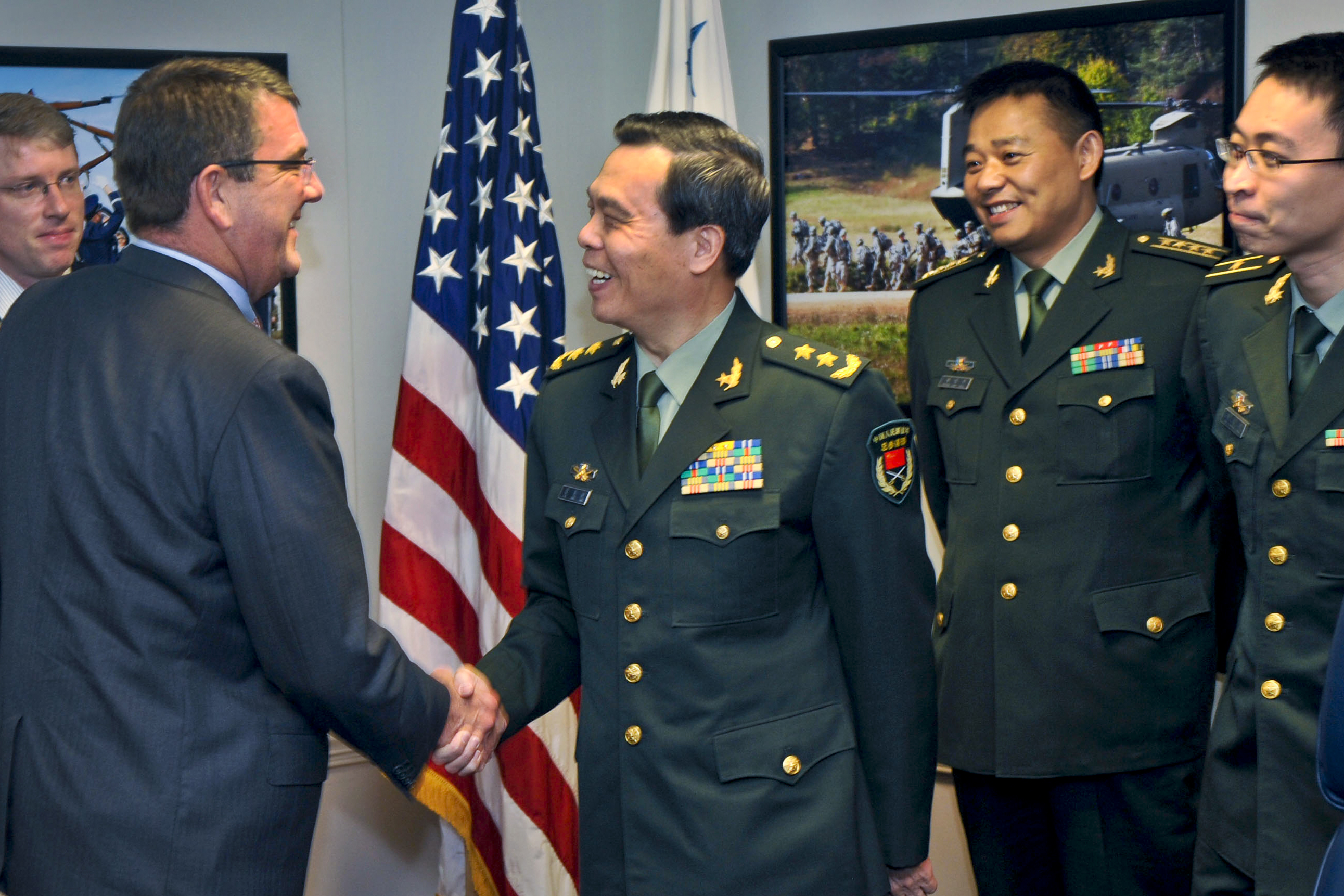 U.S. Deputy Defense Secretary Ashton B. Carter welcomes Cai Yingting ...