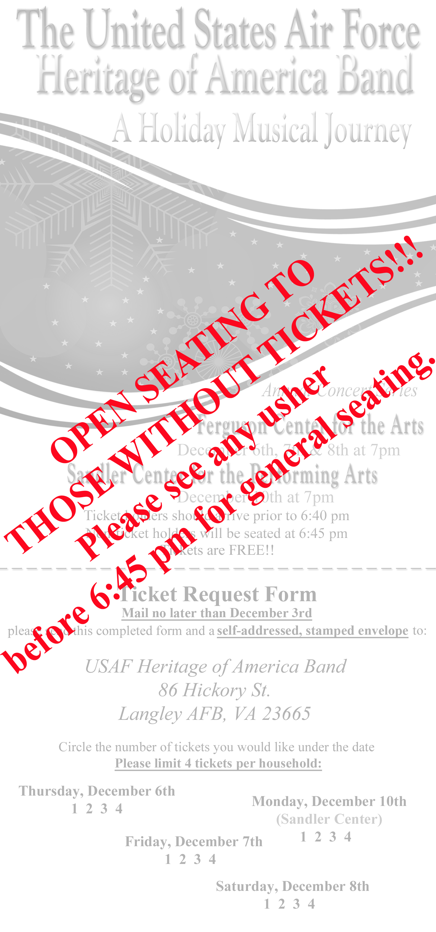 USAF Band Holiday Concert General Seating
