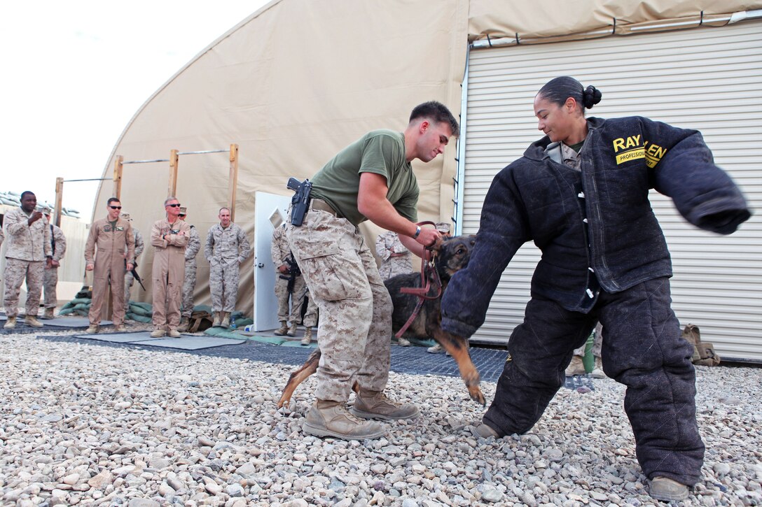 U.S. Marine Corps Lance Cpl. Alexiya Bartholomew, right, participates ...