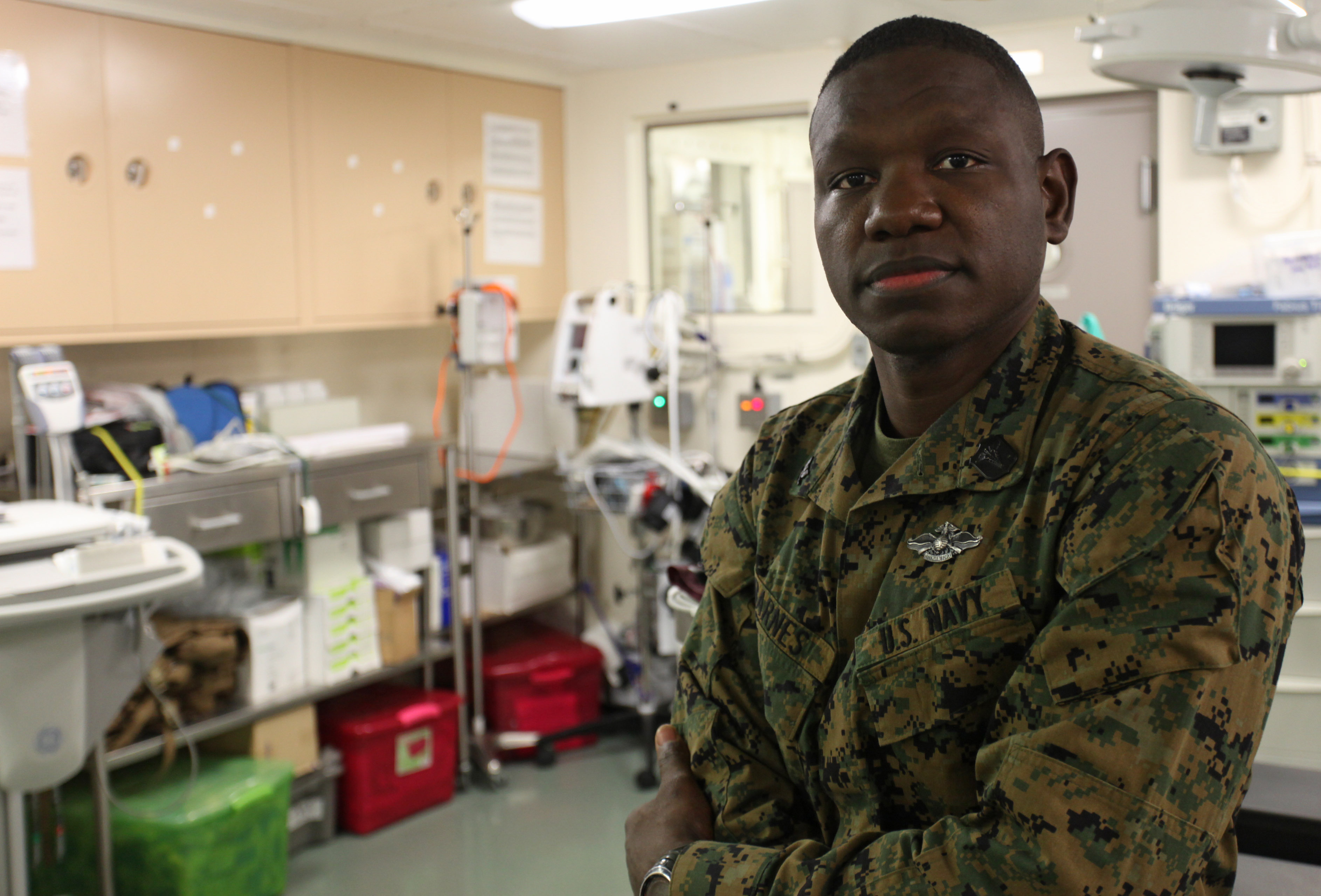 Navy Petty Officer 3rd Class Steve A. Barnes, a corpsman with Company A ...