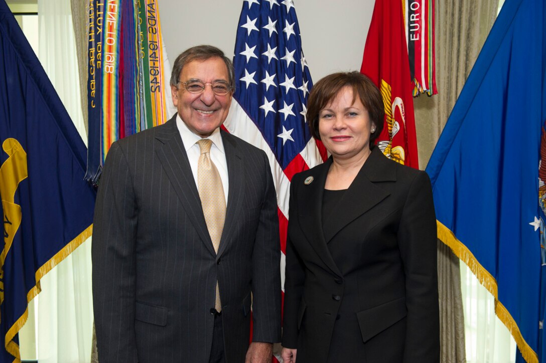 U.S. Defense Secretary Leon E. Panetta and Lithuanian Defense Minister ...