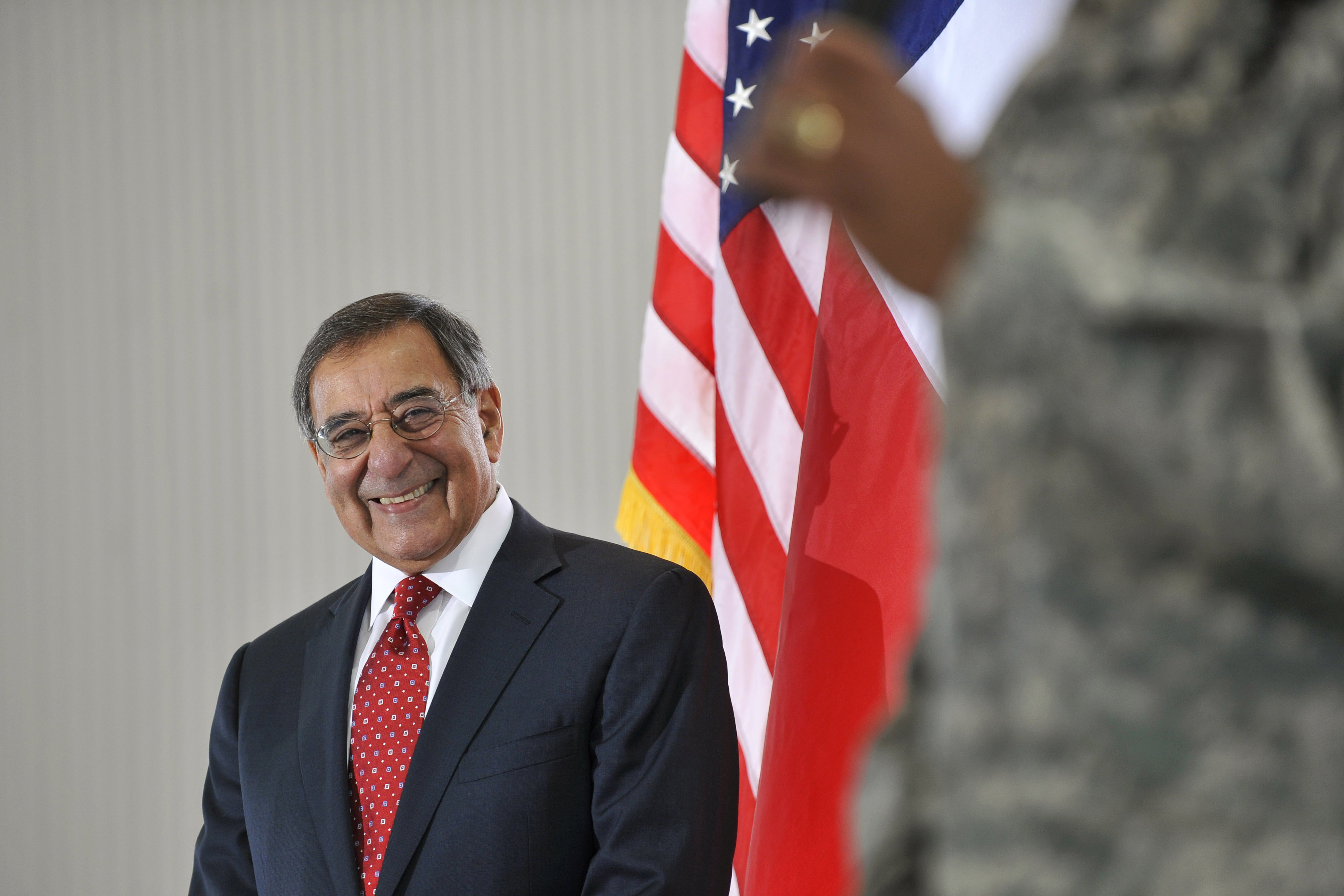 Defense Secretary Leon E. Panetta smiles during his introduction before ...